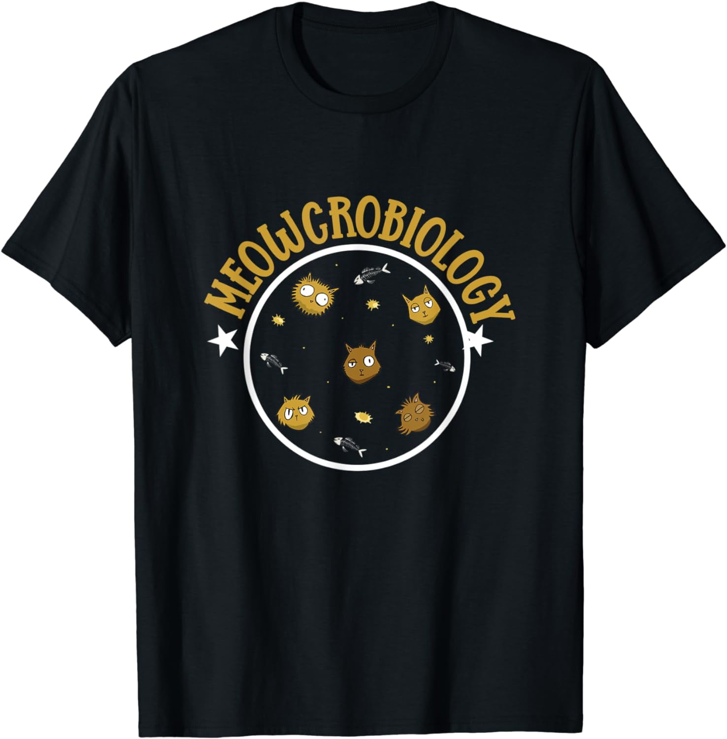 Meowcrobiology - Funny Microbiology Science Bacteriology Cat T-Shirt ...