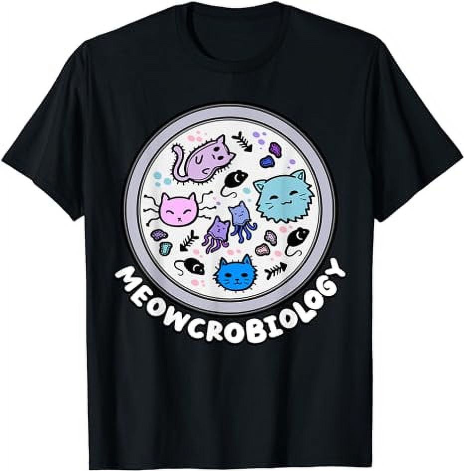 Meowcrobiology Microscopic Cats Science Pet School Biology T-Shirt ...