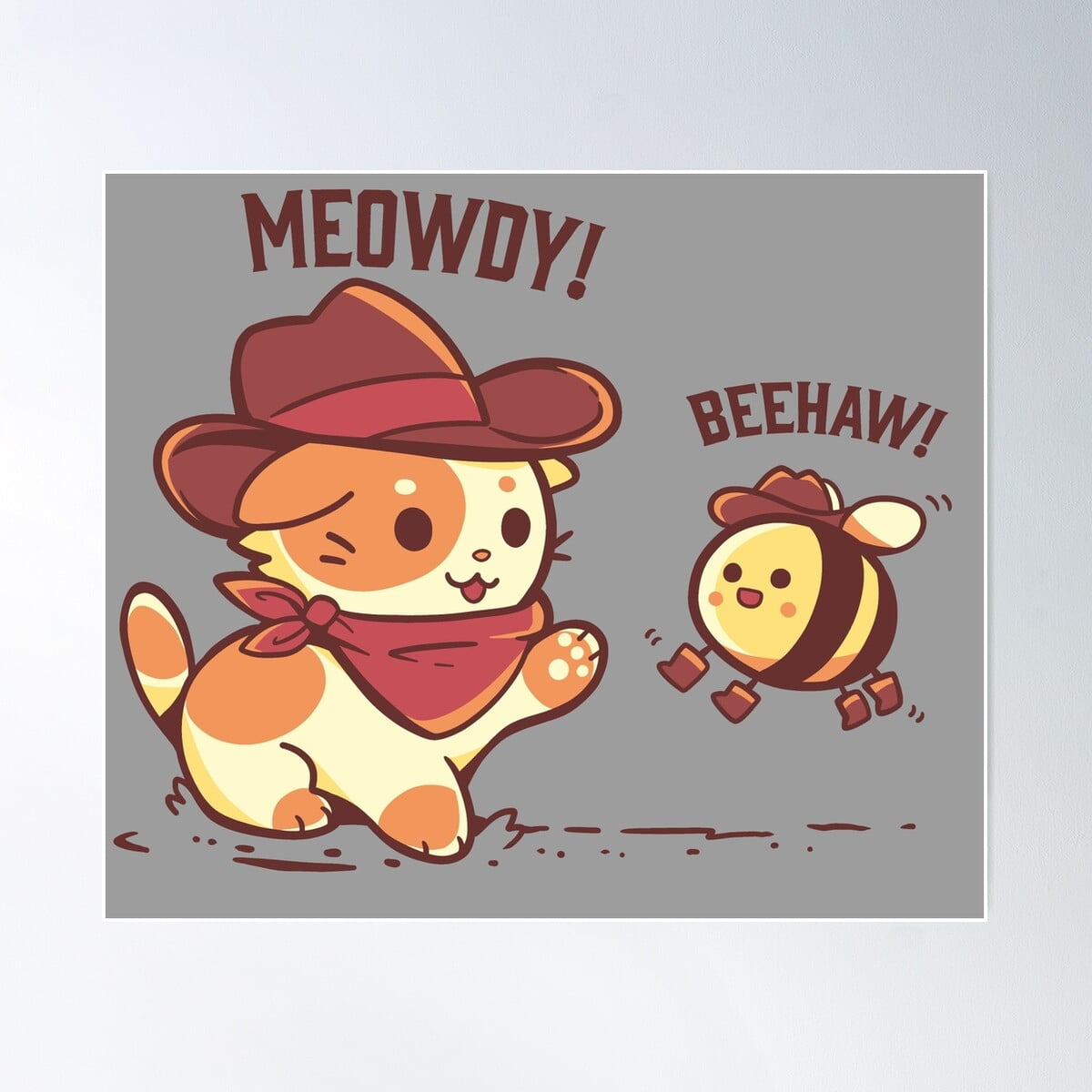 Meowdy And Beehaw Poster Wall Art, Modern Wall Decor For Living Room ...