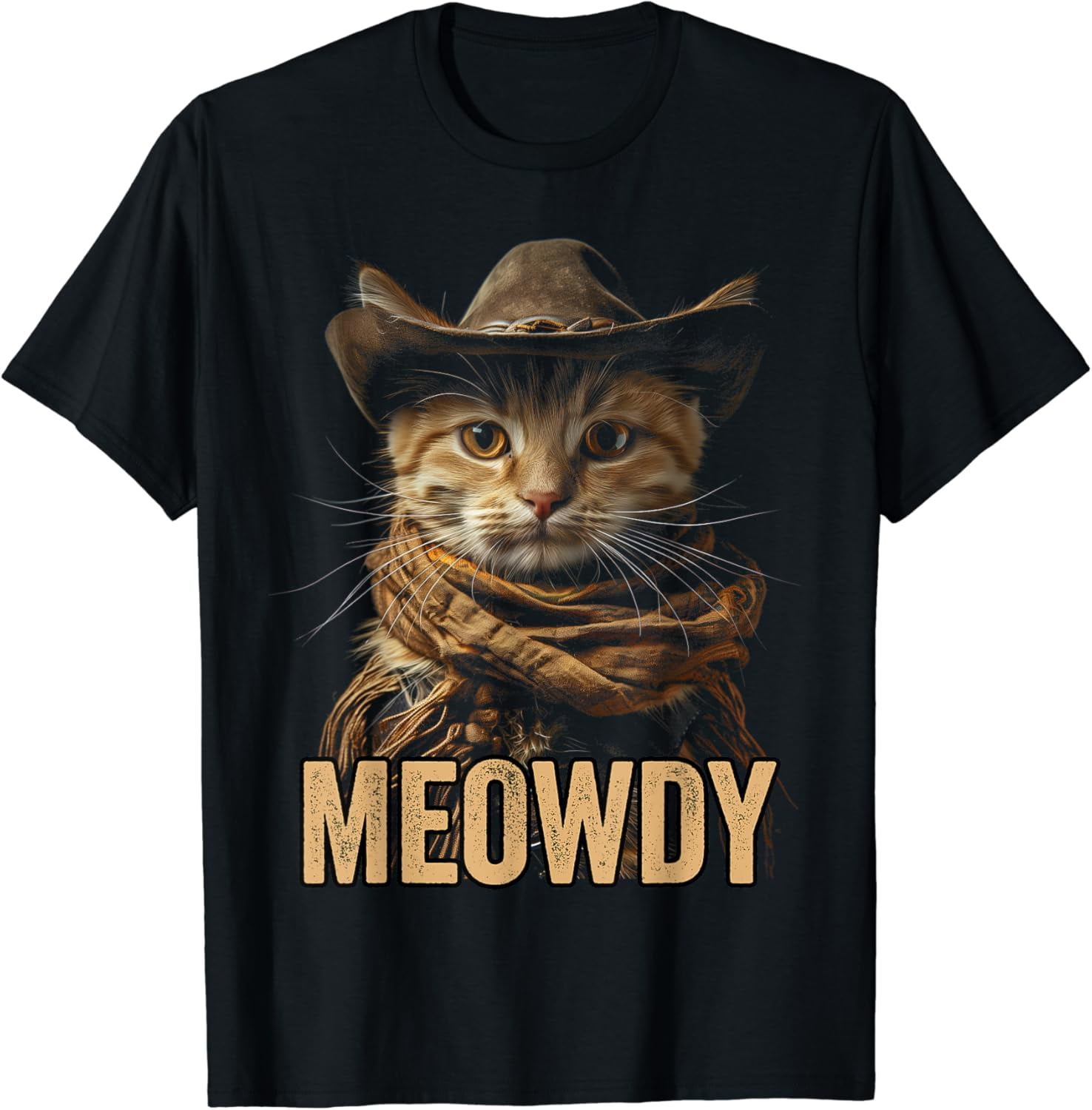 Meowdy Cowboy Cat Country Western Funny Cat T-Shirt - Walmart.com