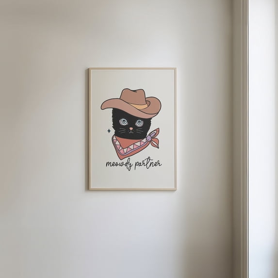 Meowdy Partner, Cowgirl Cat Poster, Western Poster, Cat Lover, Cat Art ...
