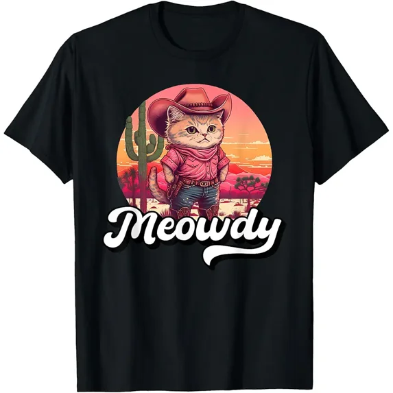 Meowdy Partner Funny Texas Cat Meme Country Cowgirl Unisex T-Shirt, up ...