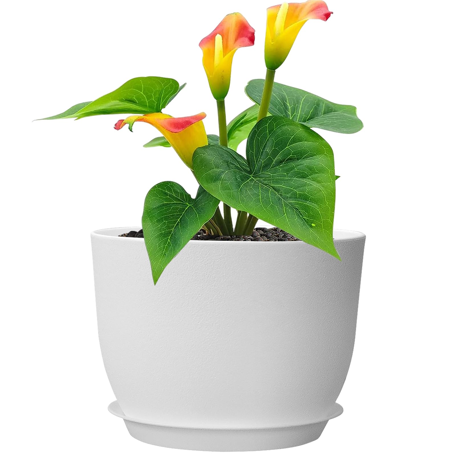 Meowell 12 inch Large Plant Pots, Plastic Planters with Drainage Holes ...