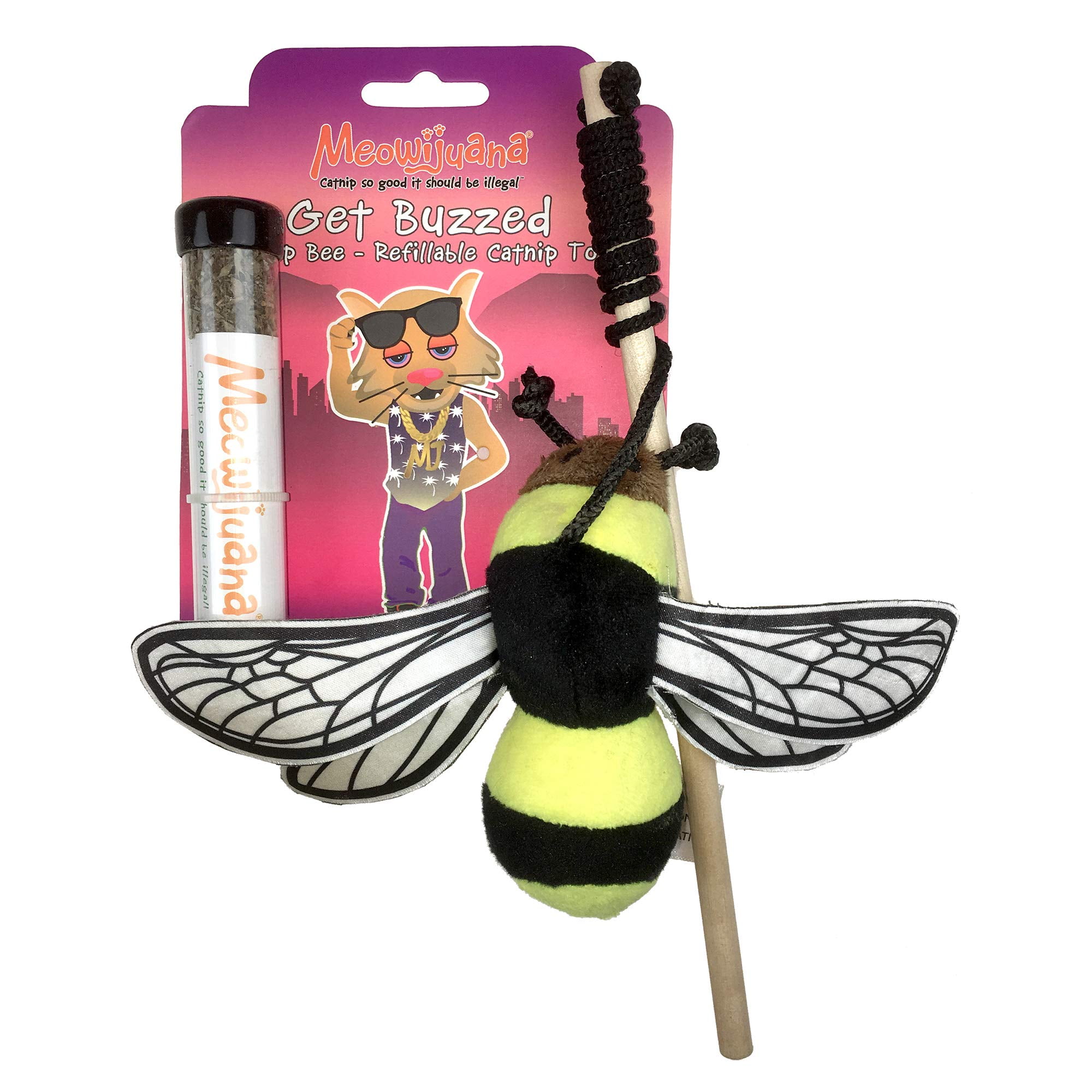 Meowijuana Get Buzzed Refillable Bee Cat Toy - Walmart.com