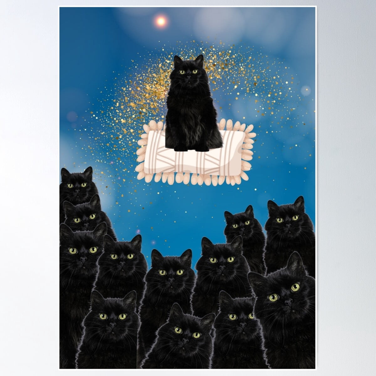 Meowment Of Black Cats - Meowtrix Realms Design Poster Wall Art, Modern ...