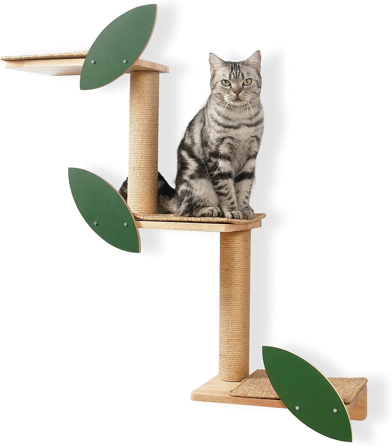 Meowoou Cat Wall Shelves Cat Scratching Post Wall Mounted Perch, 3 in 1 ...