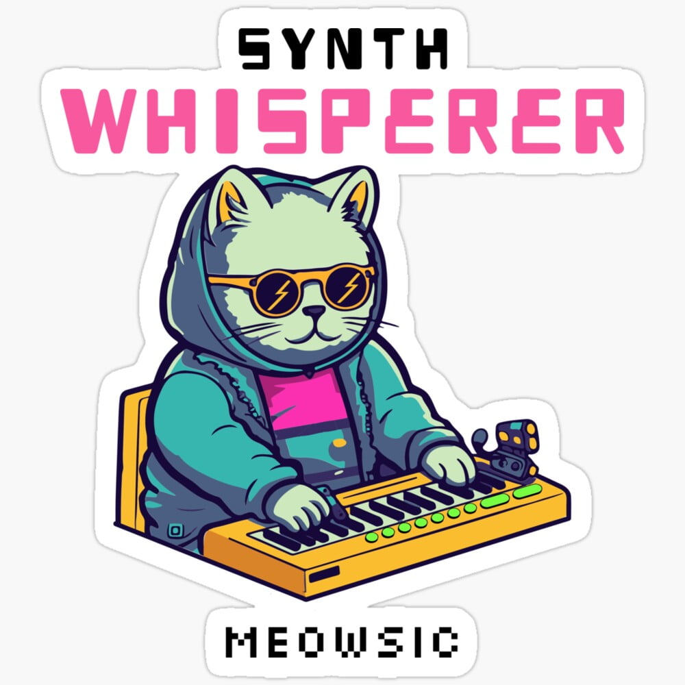 Meowsic Cat Synthesizer Sticker Phone Decal Water Bottle Stickers Car ...