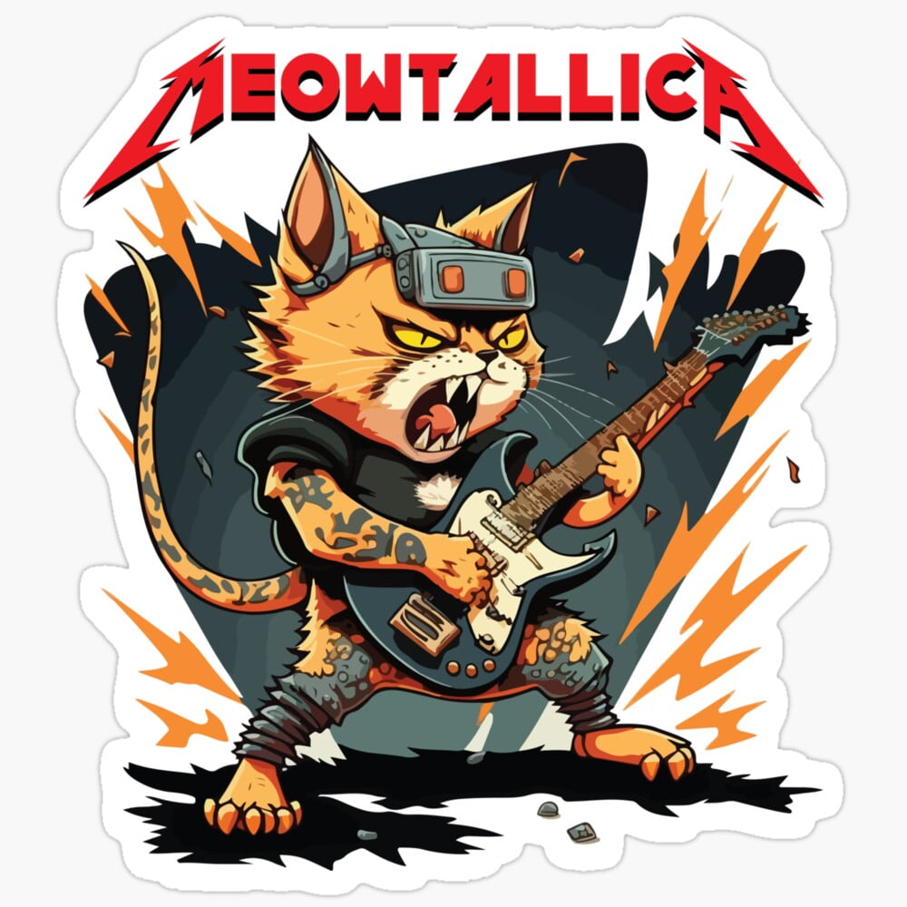 Meowtallica 7 Red Text Sticker Phone Decal Water Bottle Stickers Car ...