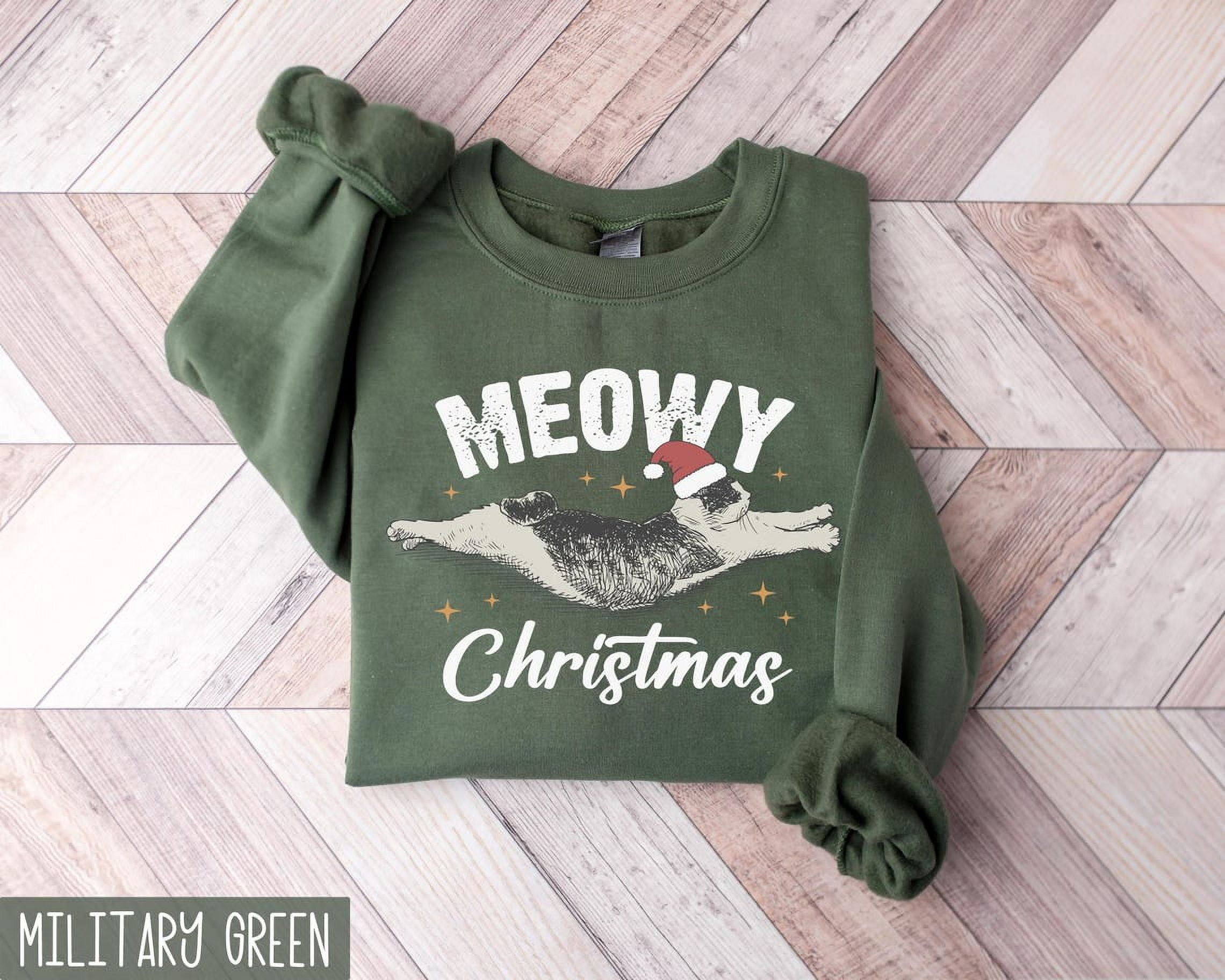 Meowy Christmas Cat Lover Moms Gift Sweater,Sport Grey color,size L ...