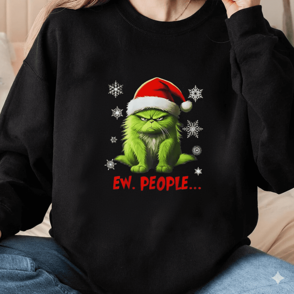 Meowy Funny Christmas Cat Ew People Kitty Lover Holiday Humor ...