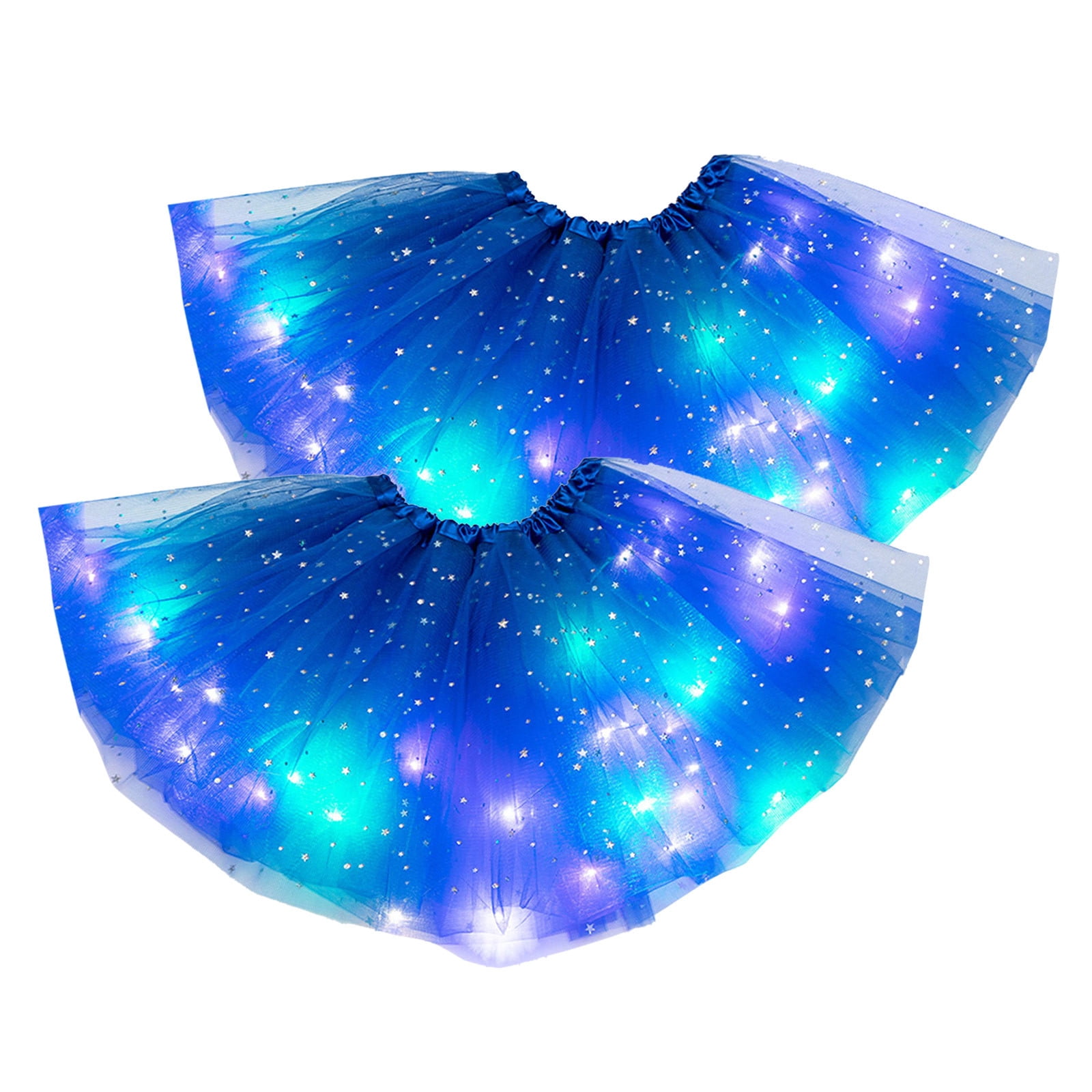 Mepaouo 2 Pack LED Tutu Skirt for Women Light up Neon Glitter Tulle ...