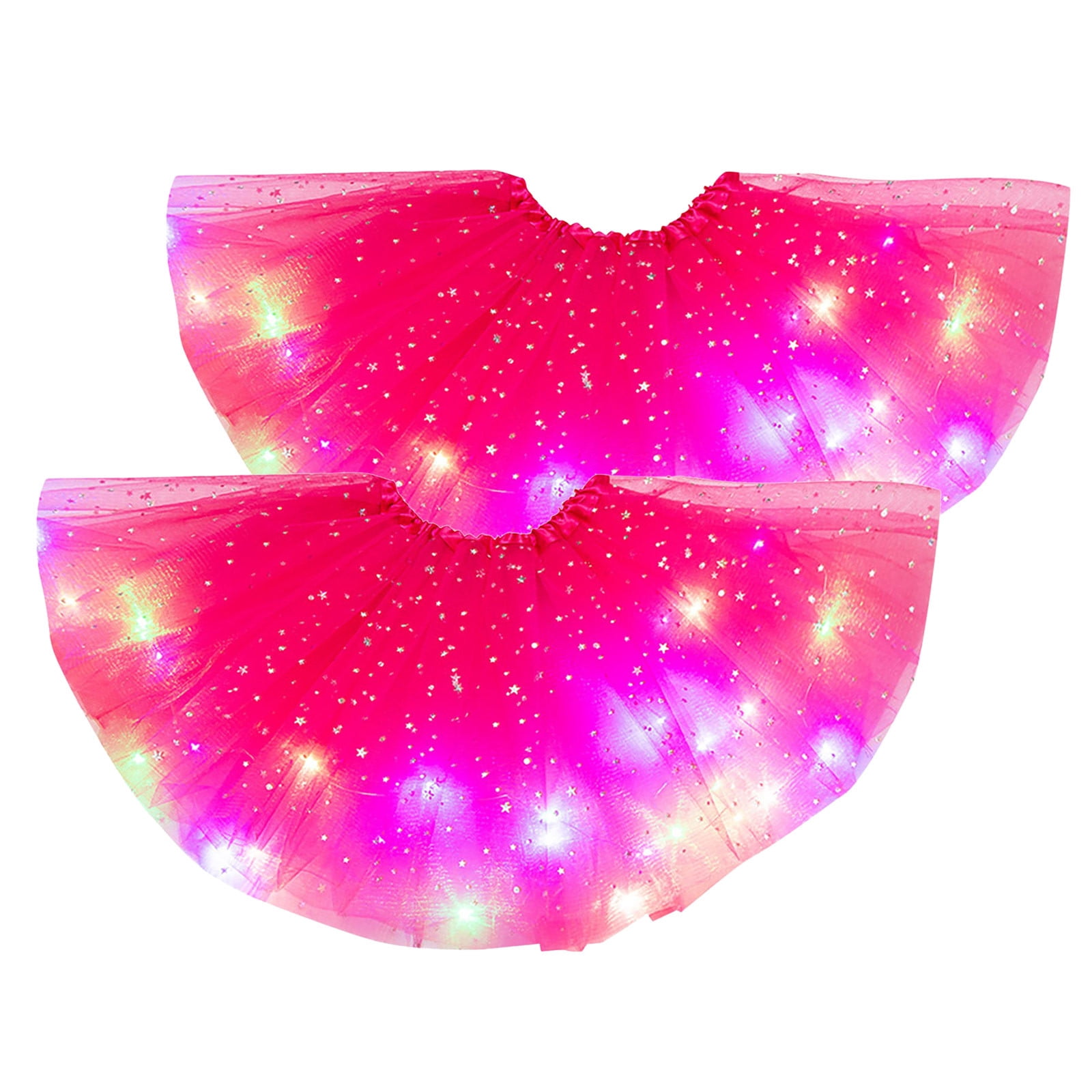 Mepaouo 2 Pack LED Tutu Skirt for Women Light up Neon Glitter Tulle ...