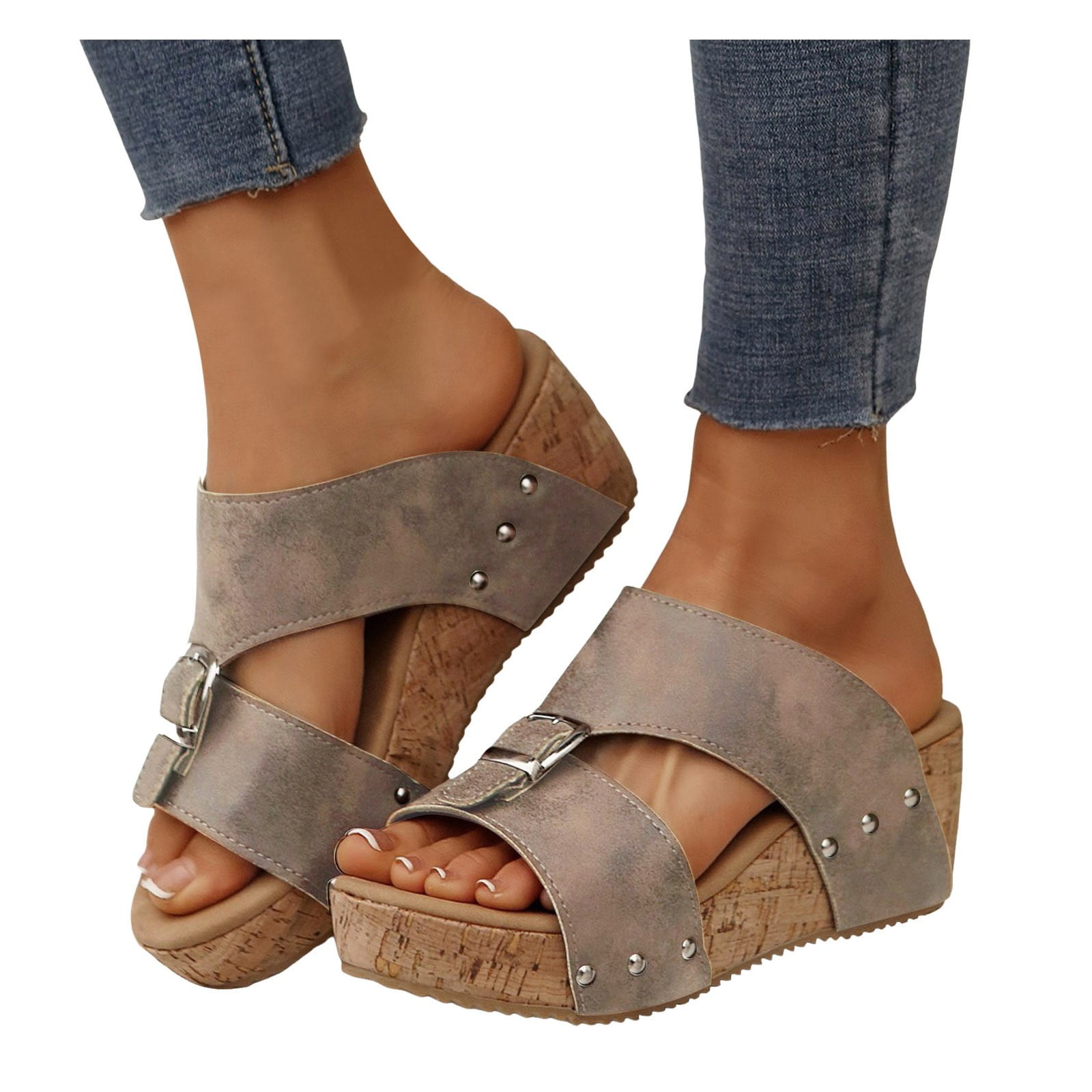 Dakaela 2025 Summer Sandals for Women Orthopedic Arch Support Wedge ...