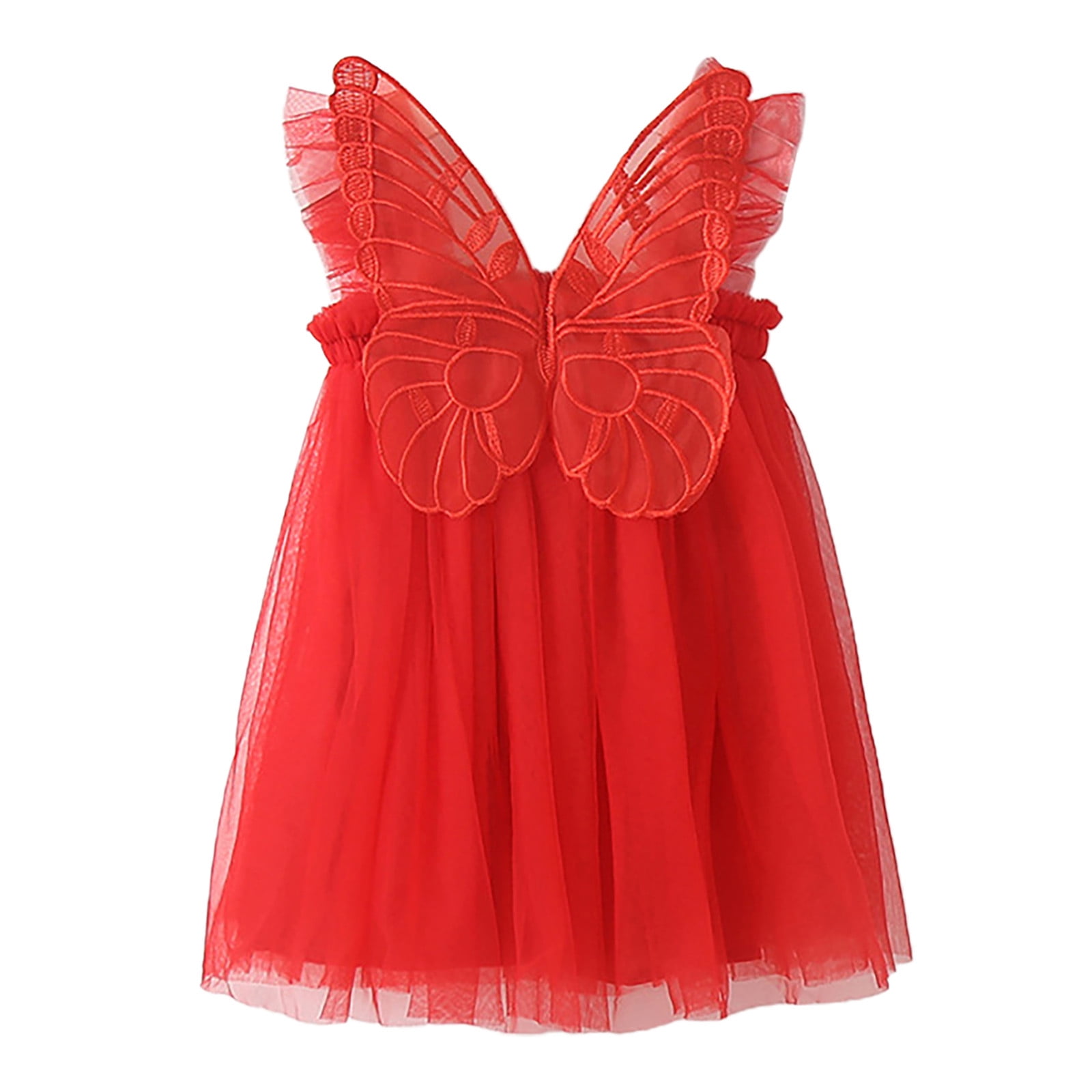 Mepaouo Baby Girl Butterfly Wings Dress Tull Sleeveless Birthday Party ...