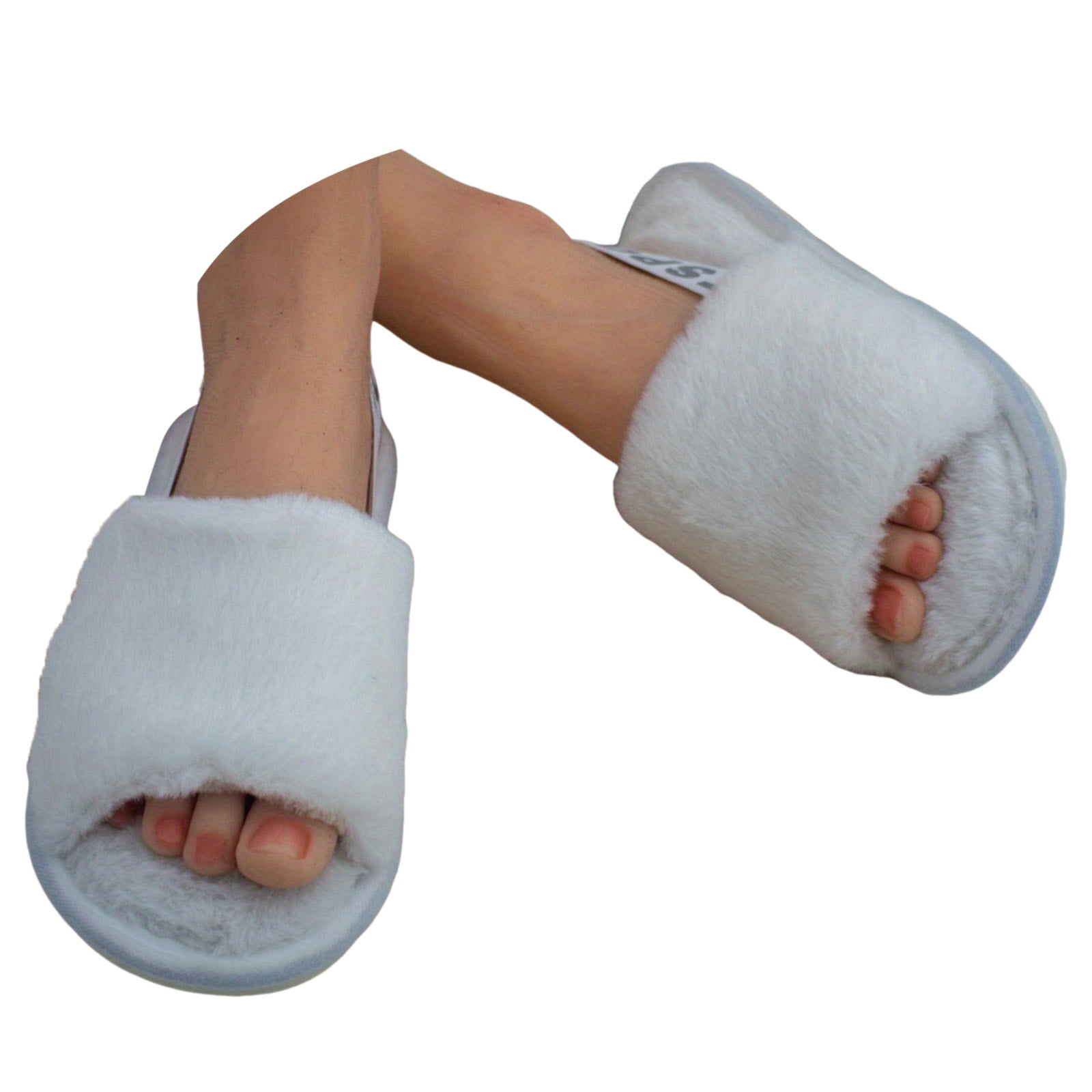 Mepaouo Back Strap Leopard Fuzzy Slippers Open Toe House Slide Sandals ...