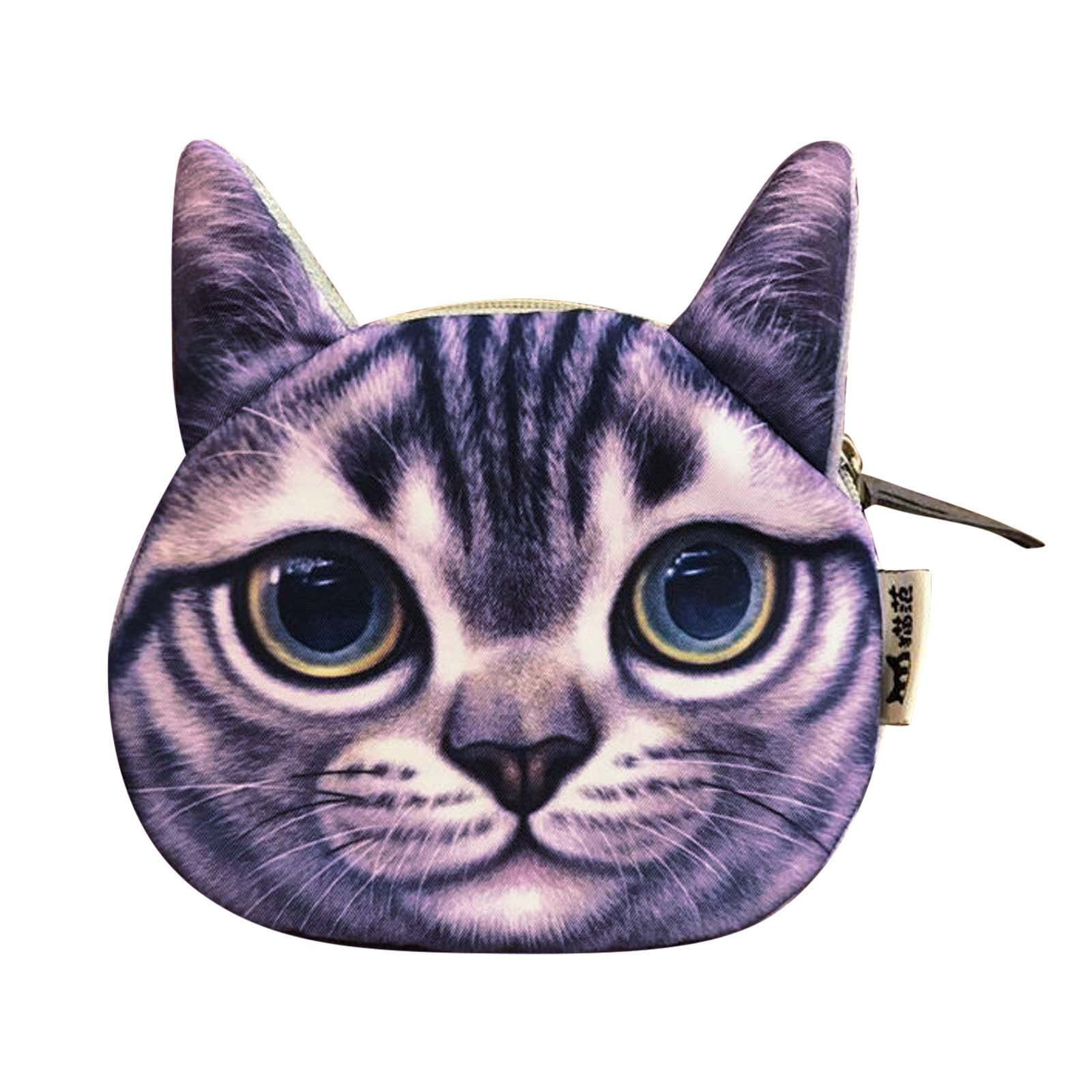 Mepaouo Cat Face Bag Cartoon Zipper Case Coin Money Purse Wallet Key ...