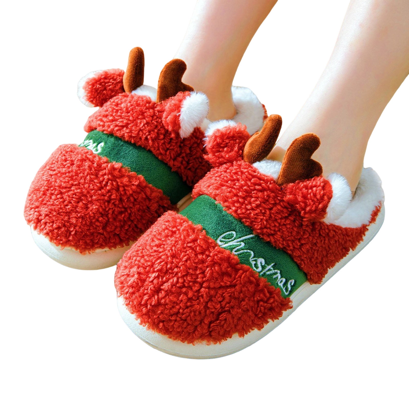 Mepaouo Christmas Deer Slipper for Women Cute Fuzzy Reindeer House ...