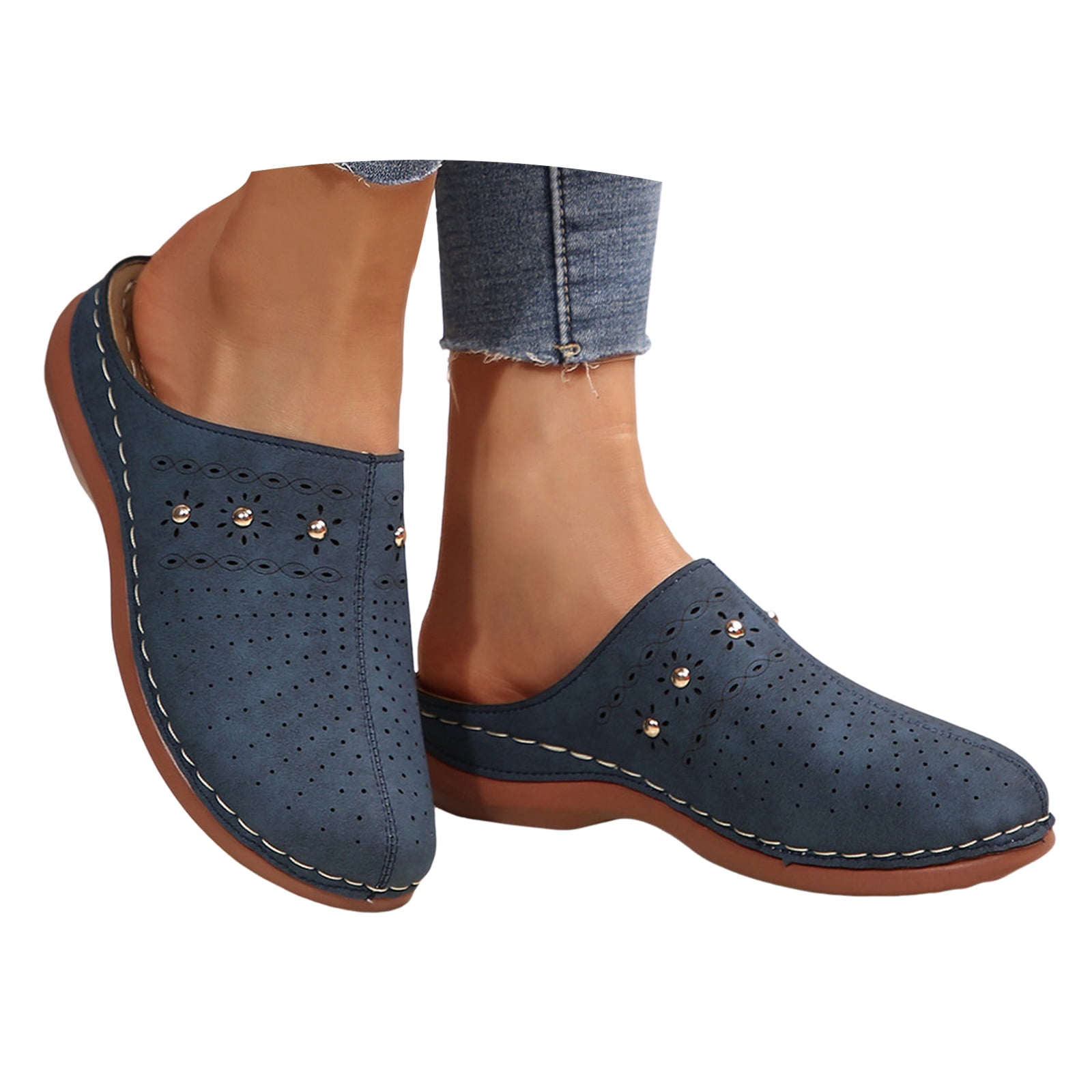 Mepaouo Closed Toe Clogs for Women Slip on Mules Sandals Comfortable ...