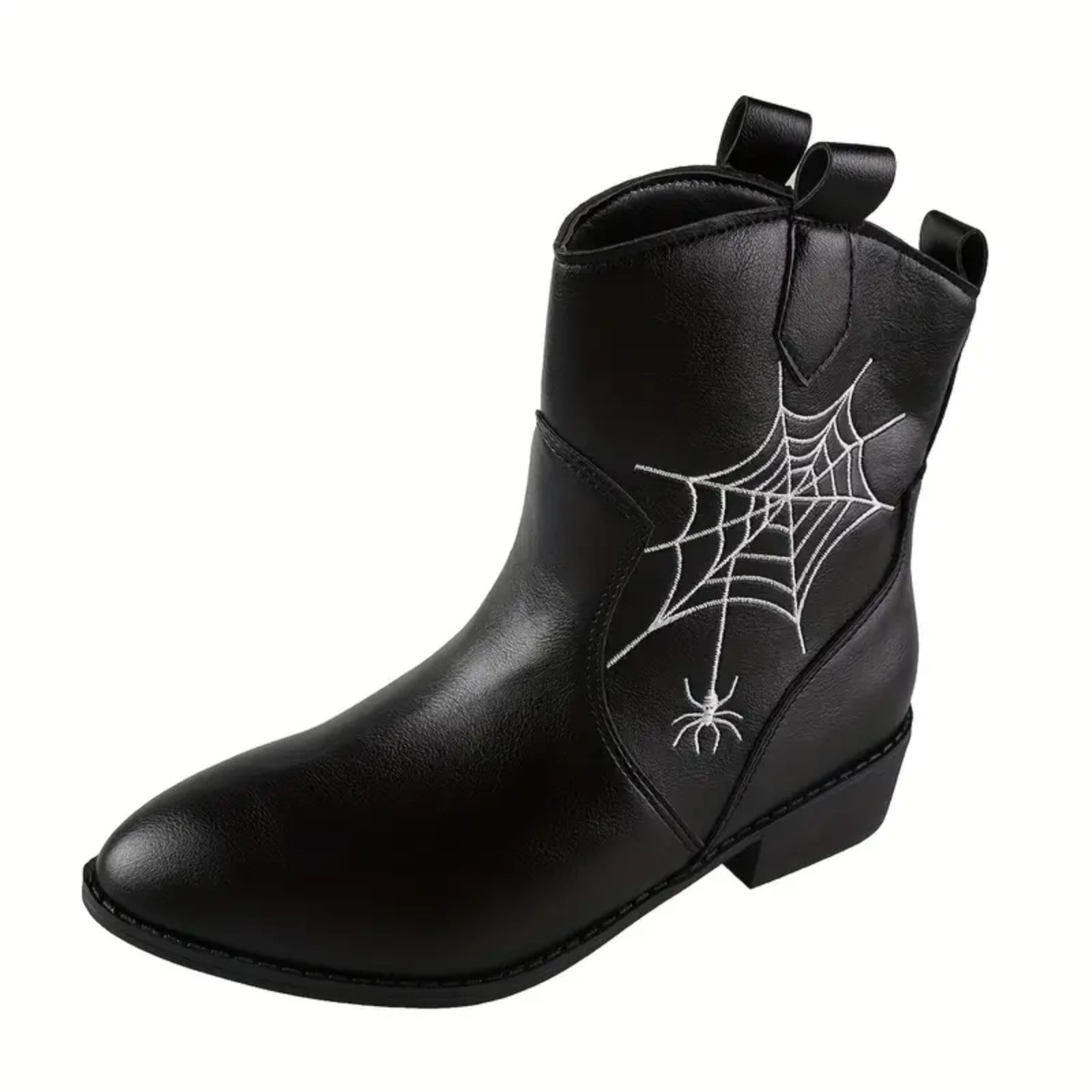 Mepaouo Cowboy Boots Women Spider Webs Print Ankle Boots for Gifts ...