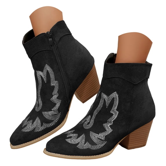 Mepaouo Cowboy Boots for Women Cowgirl Western Ankle Booties Pointed ...