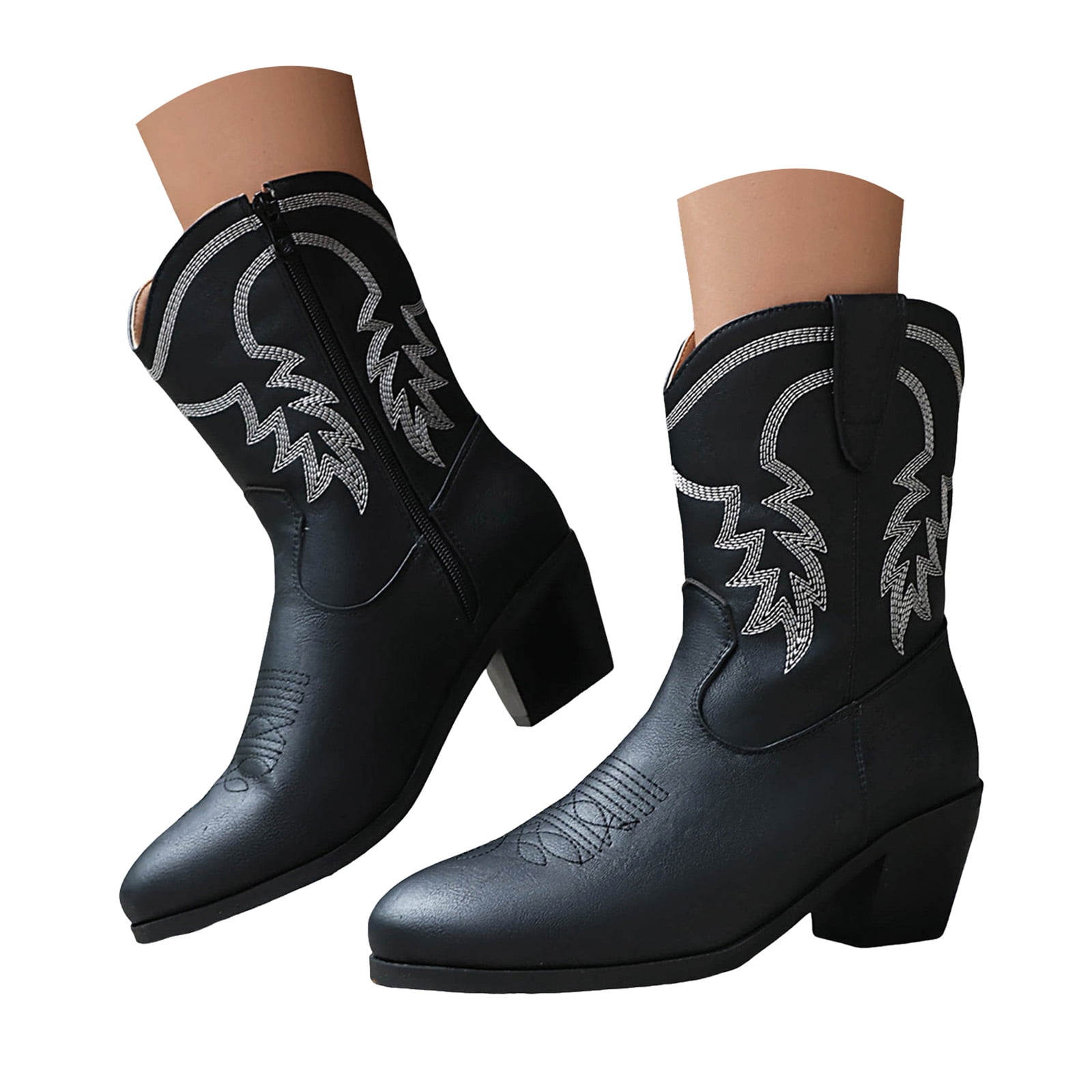 Mepaouo Cowboy Boots for Women Western Embroidered Cowgirl Boot Vintage ...