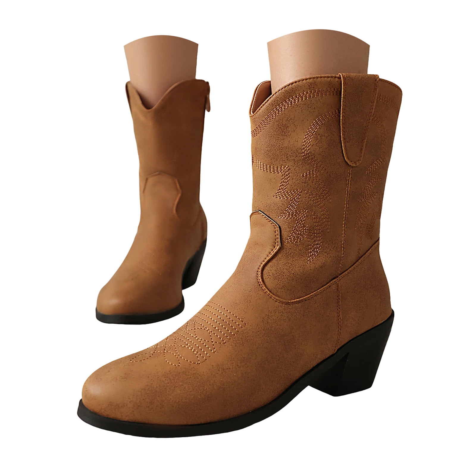 Mepaouo Cowboy Boots for Women Western Embroidered Cowgirl Boot Vintage ...