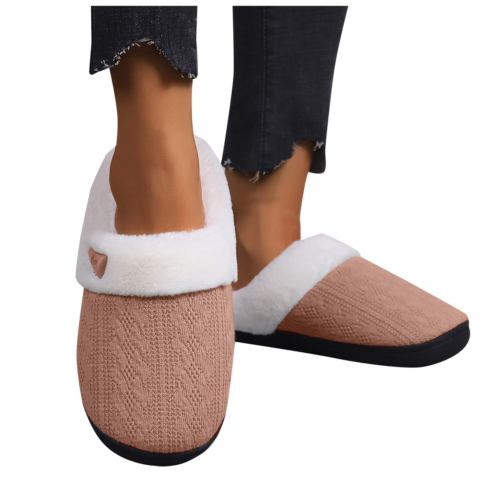 Mepaouo Fuzzy Slippers Women Anti Slip Warm Bedroom Slippers Arch ...