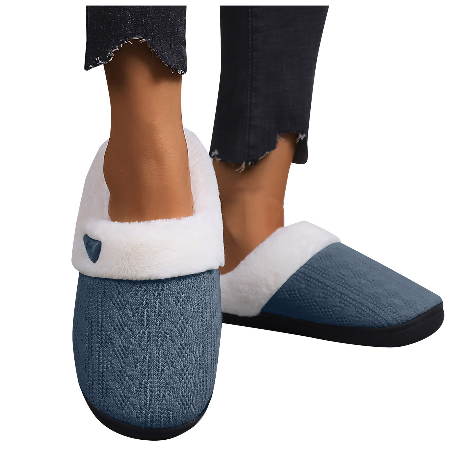 Mepaouo Fuzzy Slippers Women Anti Slip Warm Bedroom Slippers Arch ...