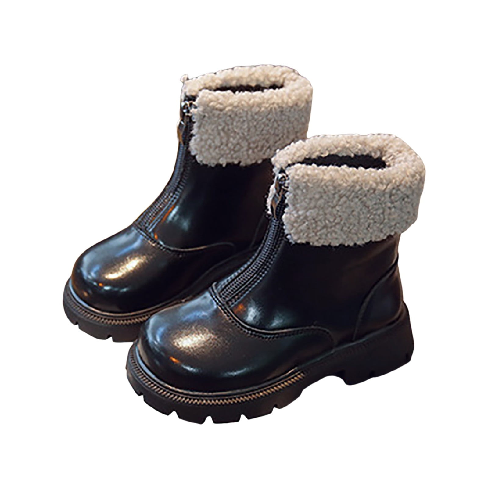 Mepaouo Girls Combat Ankle Boots Leather Waterproof Snow Booties for ...