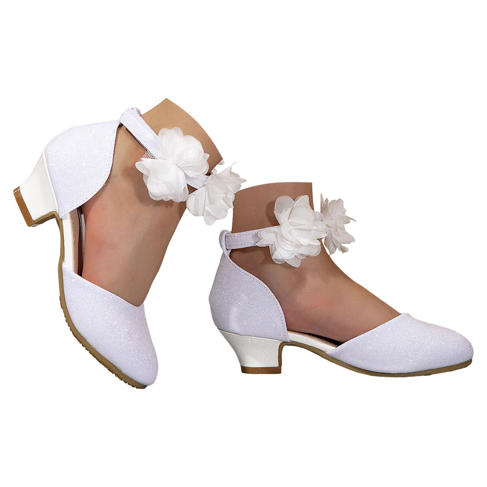 Mepaouo Girls Dress Shoes Closed Toe Low Chunky Heels Ankle Strap ...