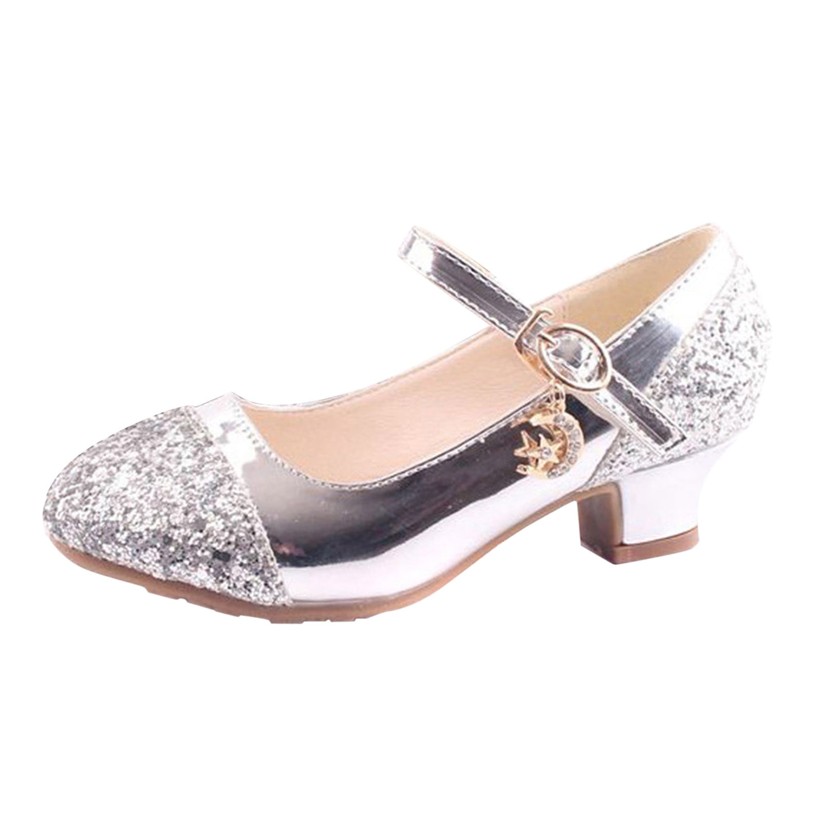 Mepaouo Girls Dress Shoes Glitter Princess Shoe Low Heels Mary Jane ...