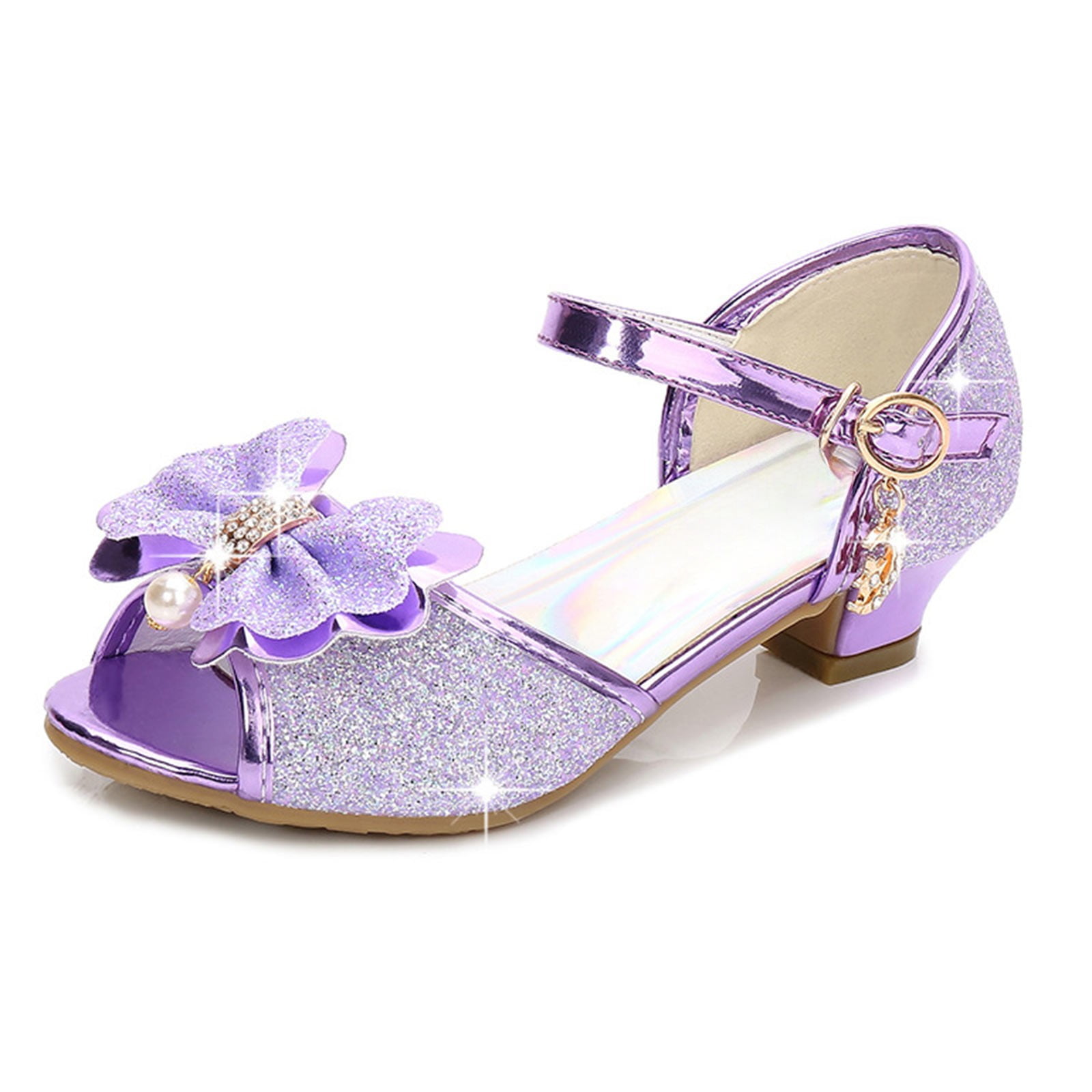 Mepaouo Girls Dress Shoes Princess High Heels Sparkly Mary Jane School ...
