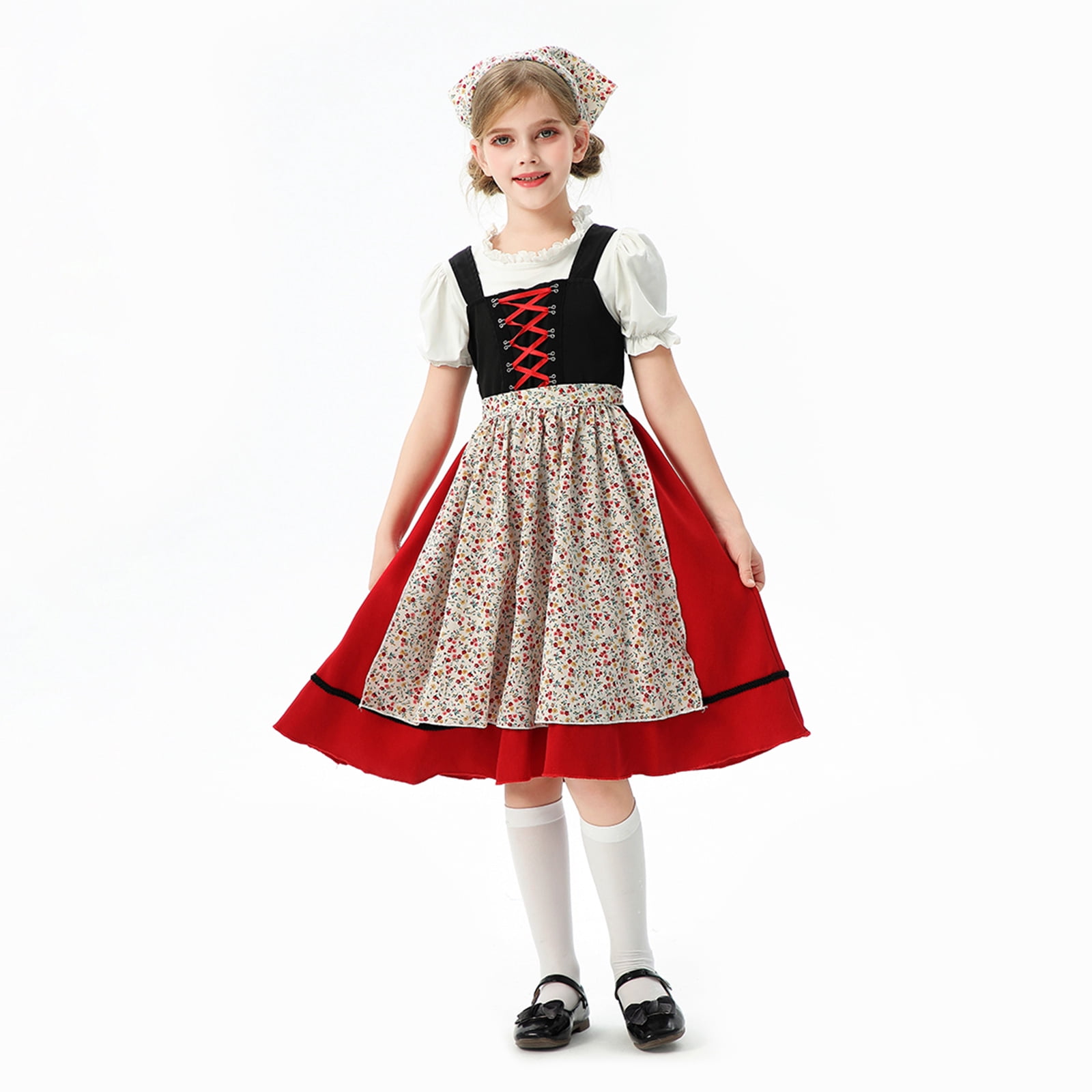 Mepaouo Girls German Dirndl Dress Oktoberfest Bavarian Outfit Set Kids ...