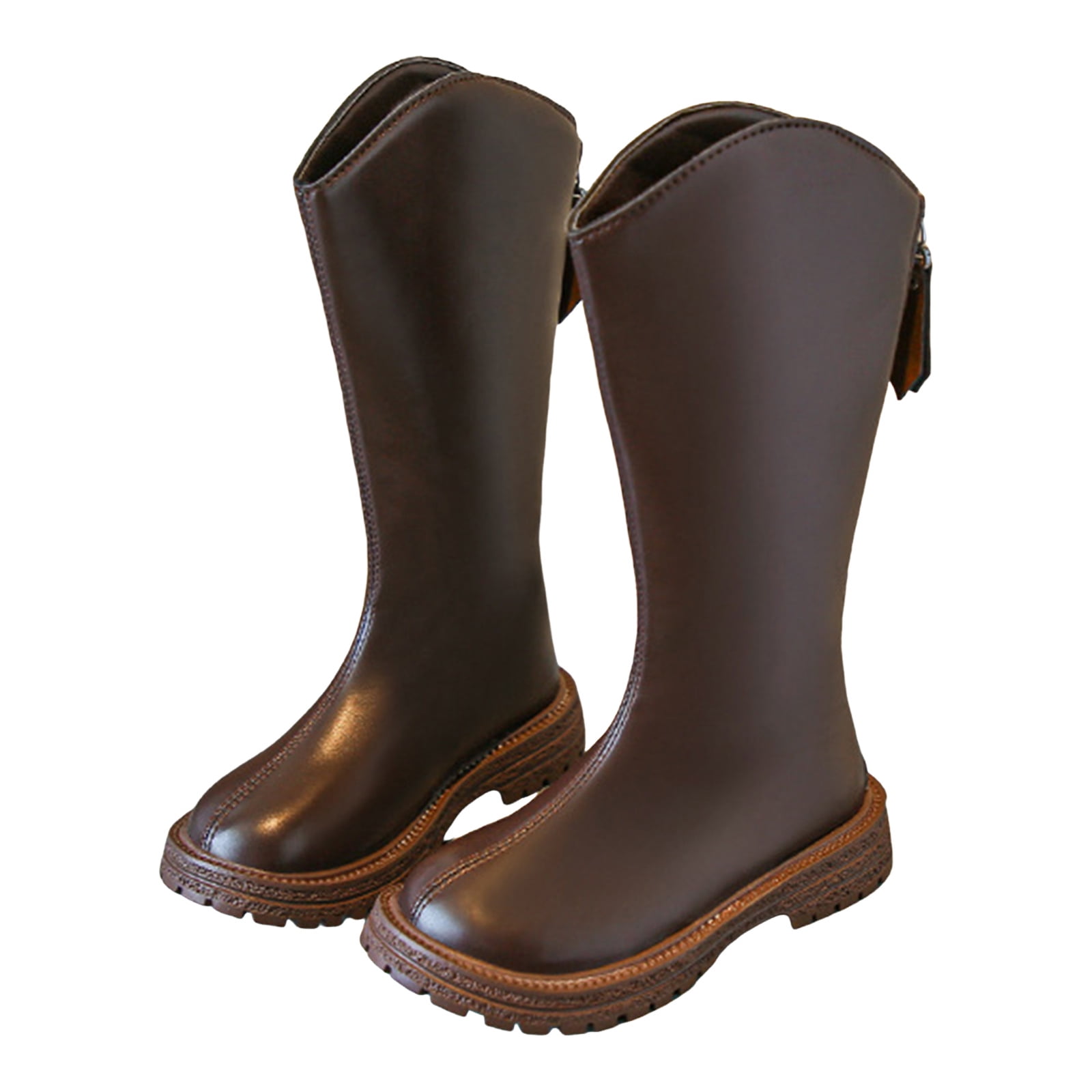 Mepaouo Girls Knee High Boots Kids Low Heel Side Zipper Tall Riding ...