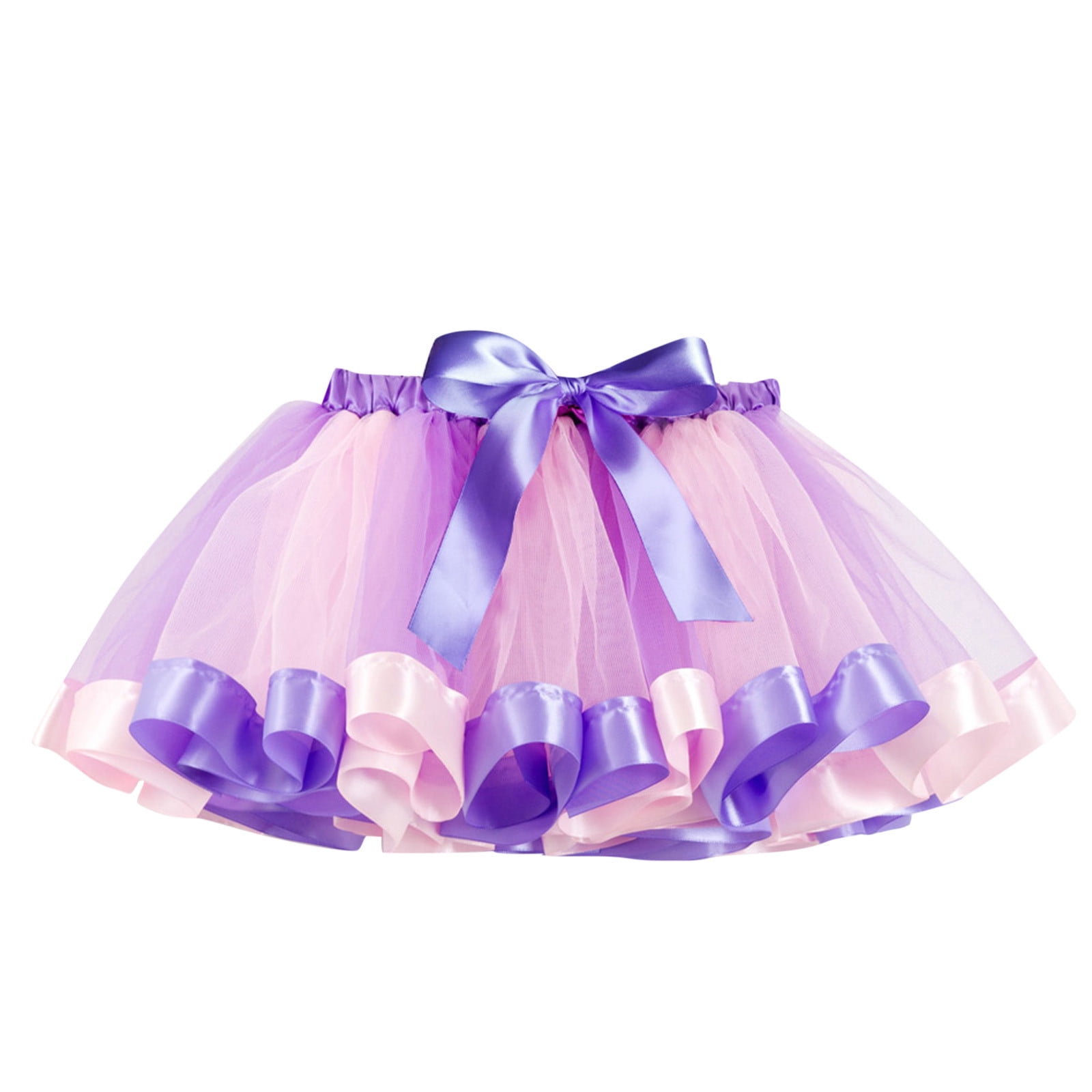 Mepaouo Girls Rainbow Tutu Skirt Colorful Tulle Ribbon Tassel Tutus ...