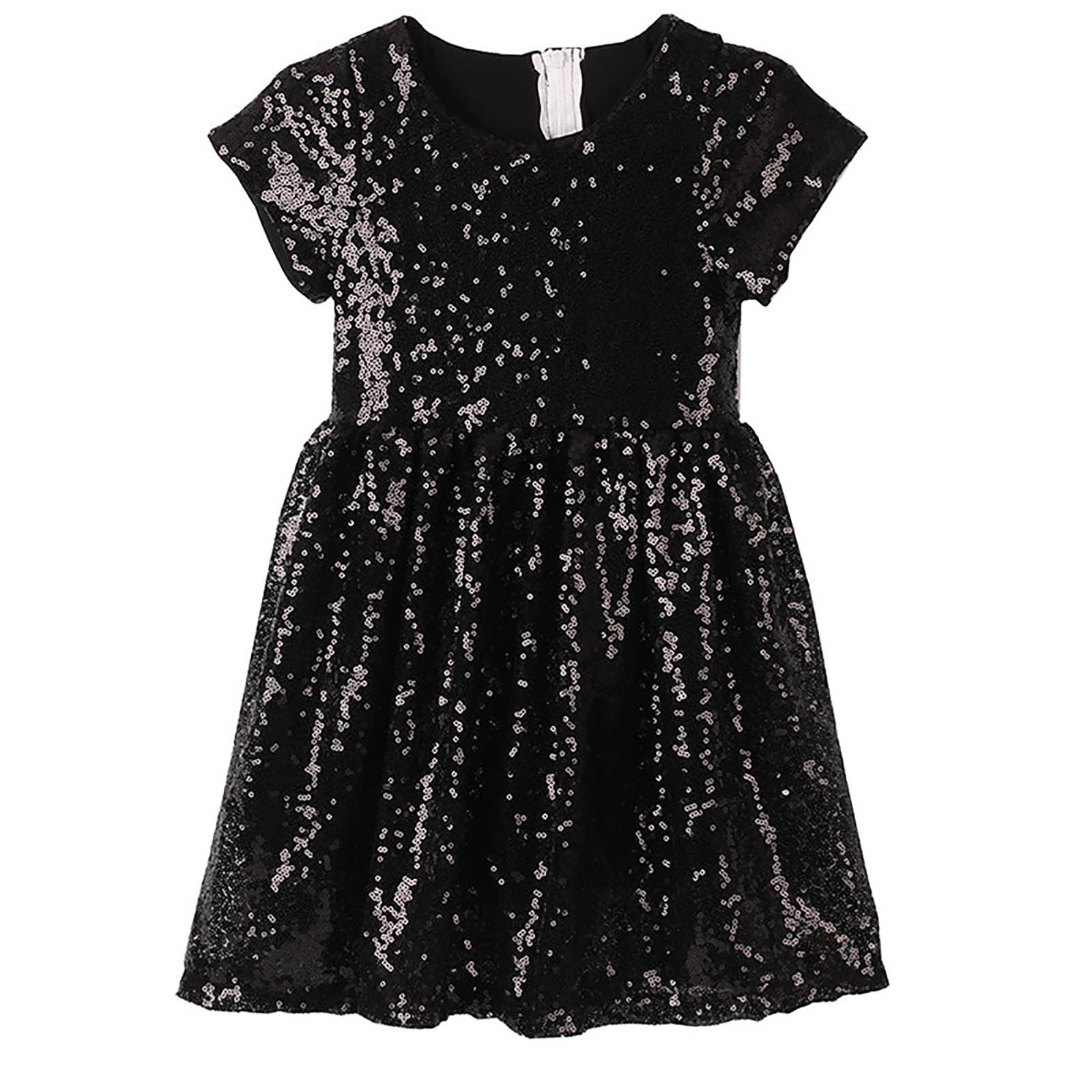 Mepaouo Girls Sequin Dresses Sparkly Fancy Shorts Puff Sleeves Gradient ...