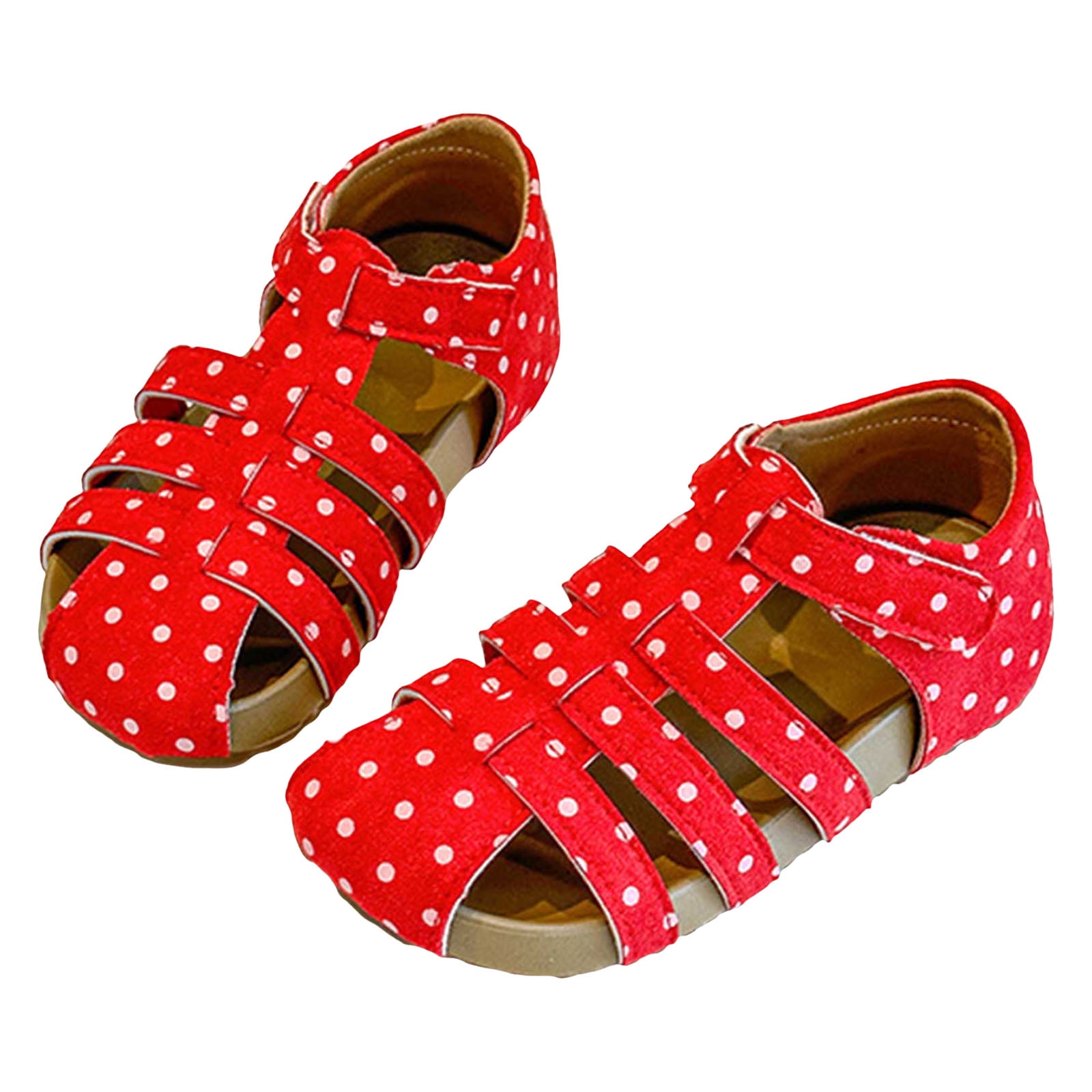 Mepaouo Girls Summer Sandals Closed Toe Slides Outdoor Indoor Cork Footbed Shoes for Toddler Red ...