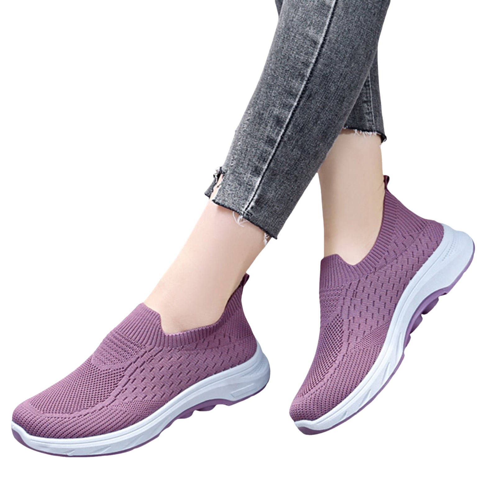 Mepaouo Hands Free Slip on Shoes for Women Orthopedic Woven Walking ...
