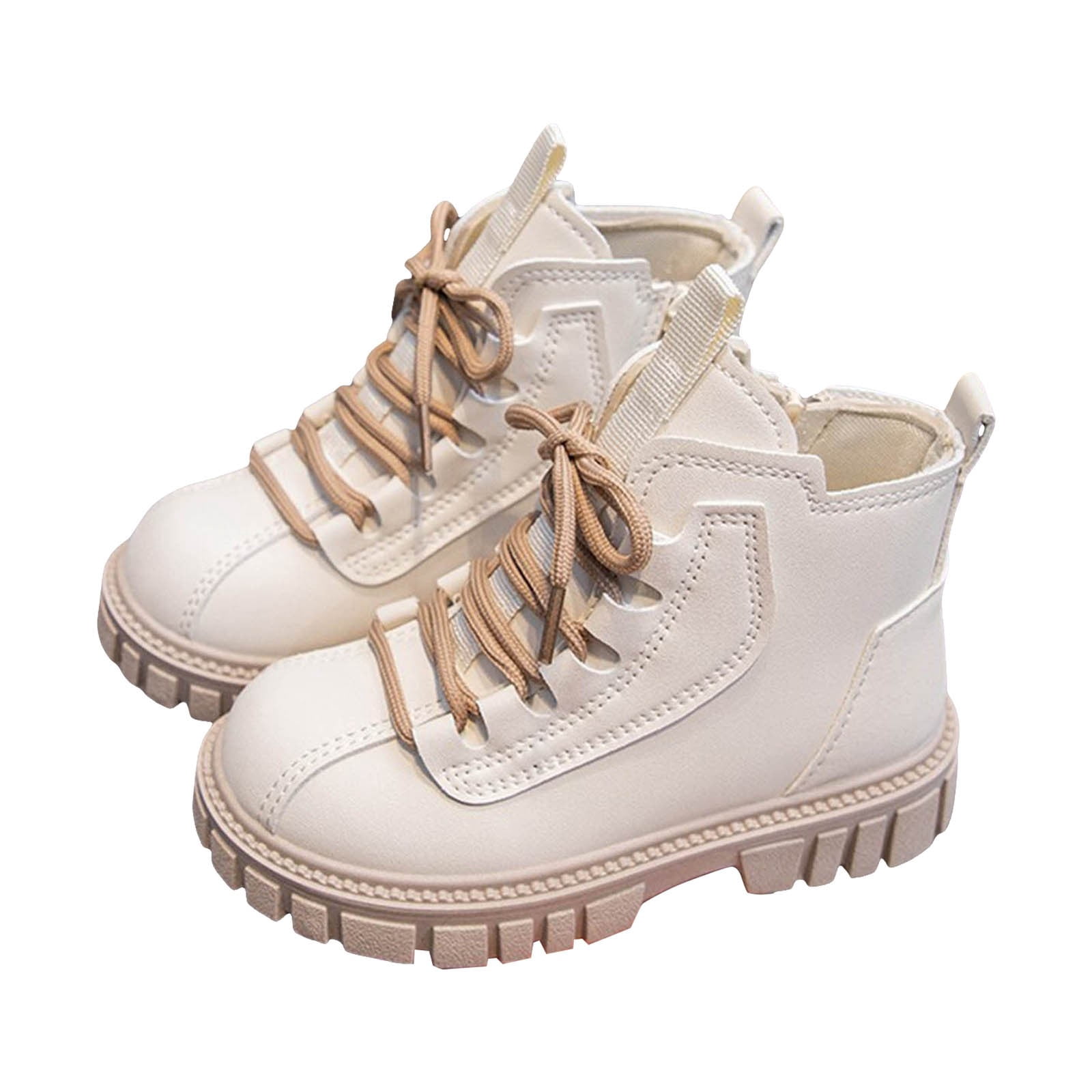 Mepaouo Kids Ankle Boots Boys Girls Side Zipper Lace up Work Boots ...