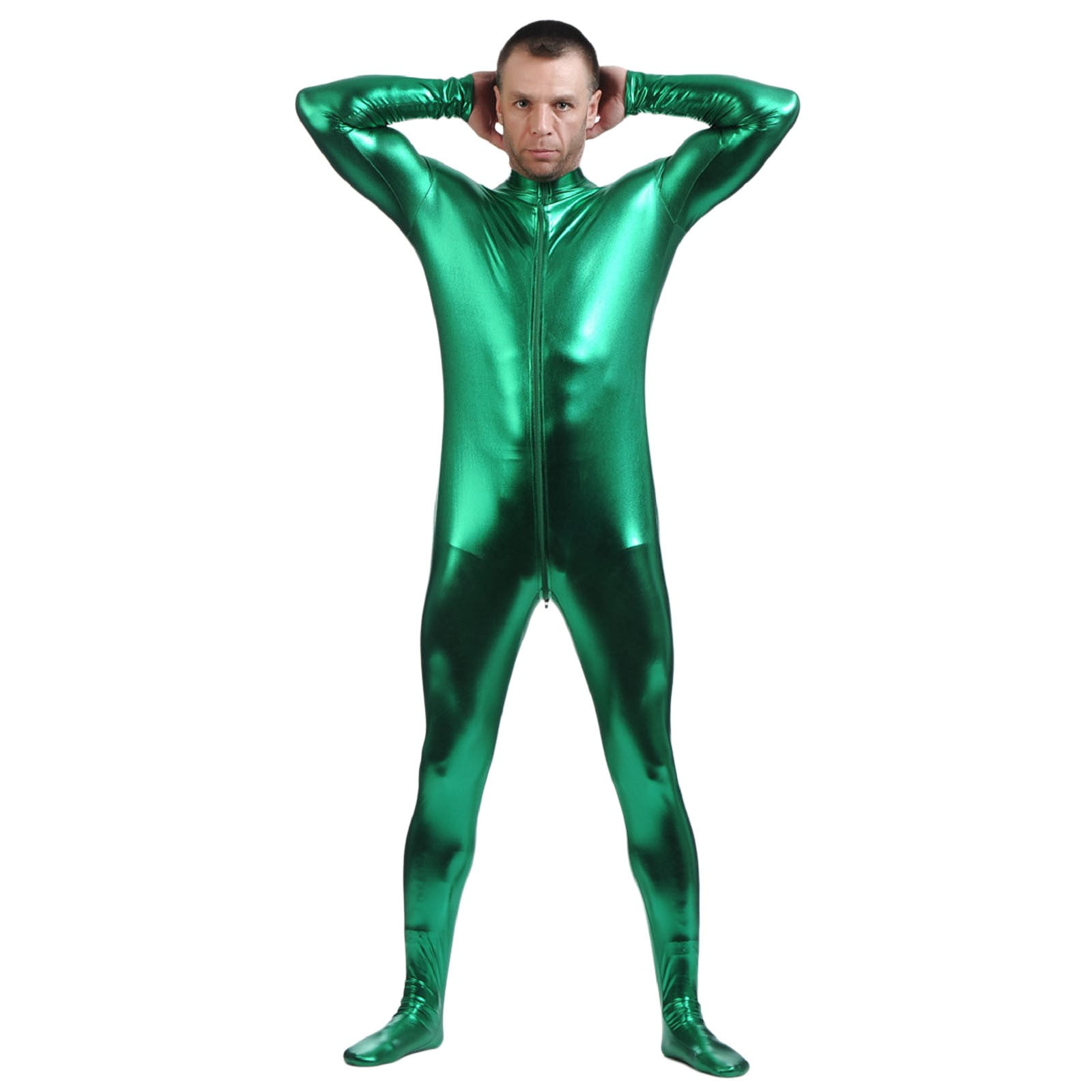 Mepaouo Latex Catsuit Front Zipper Tights for Men Rubber Bodysuit ...