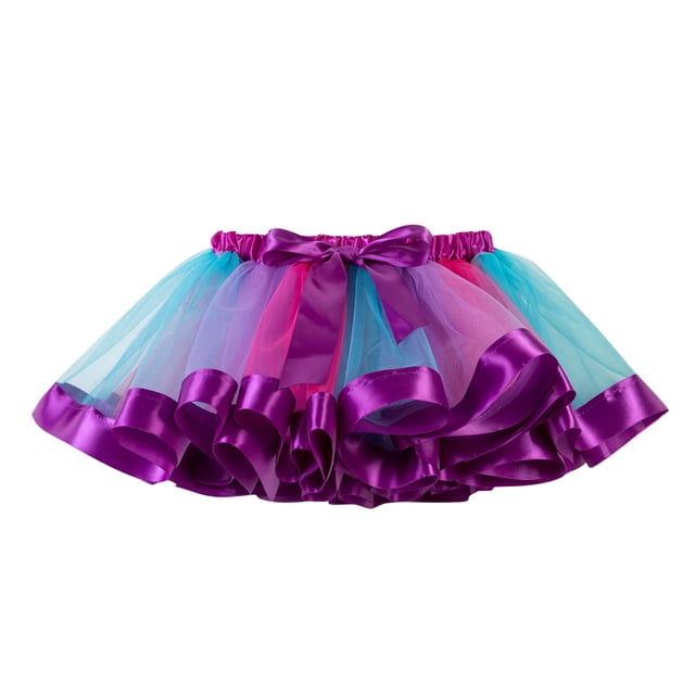Mepaouo Layered Skirt Girls' Mini Rainbow Tutu Skirts Bow Colorful ...