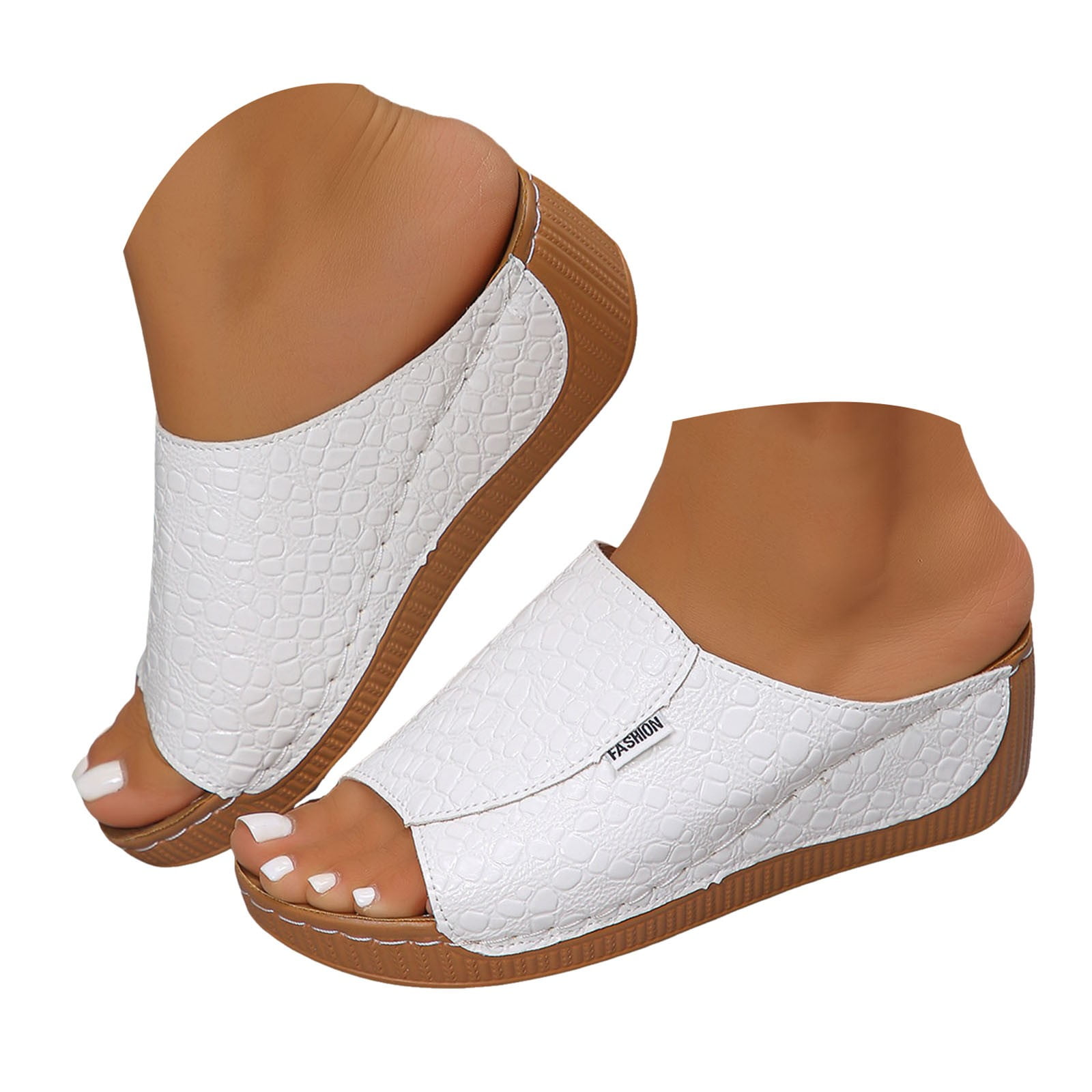 Mepaouo Leather Wedge Sandals for Women Arch Support Platform Walking ...