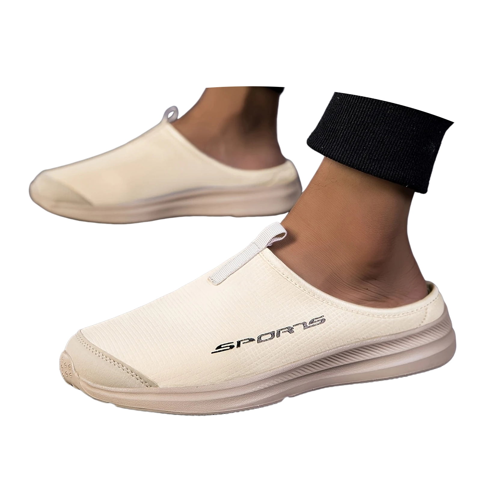 Mepaouo Men's Open Back Sneaker Clogs Knit Mules Shoes Comfort Slip on ...