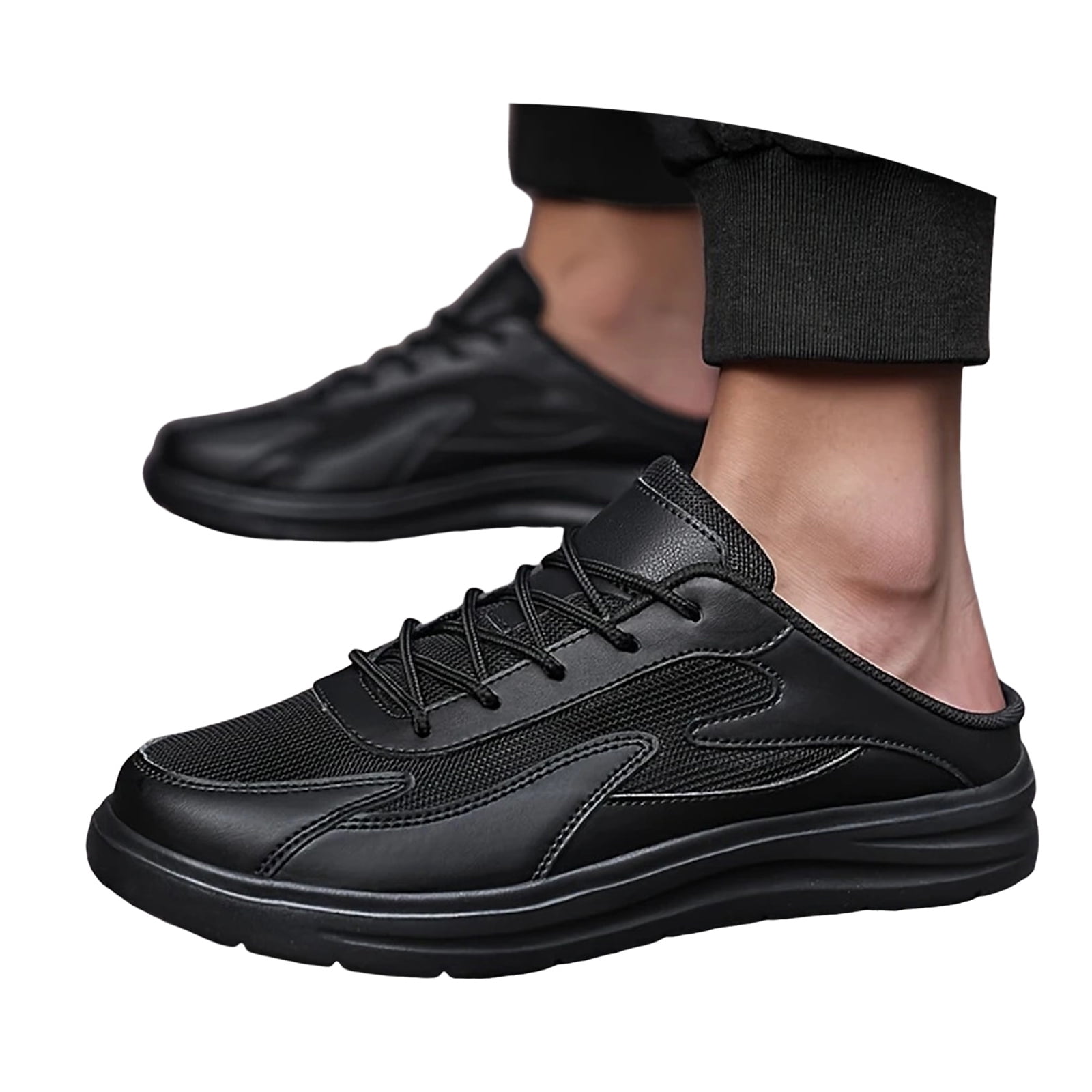 Mepaouo Men's Slip on Mule Sneakers Closed Toe Backless Walking Shoes ...