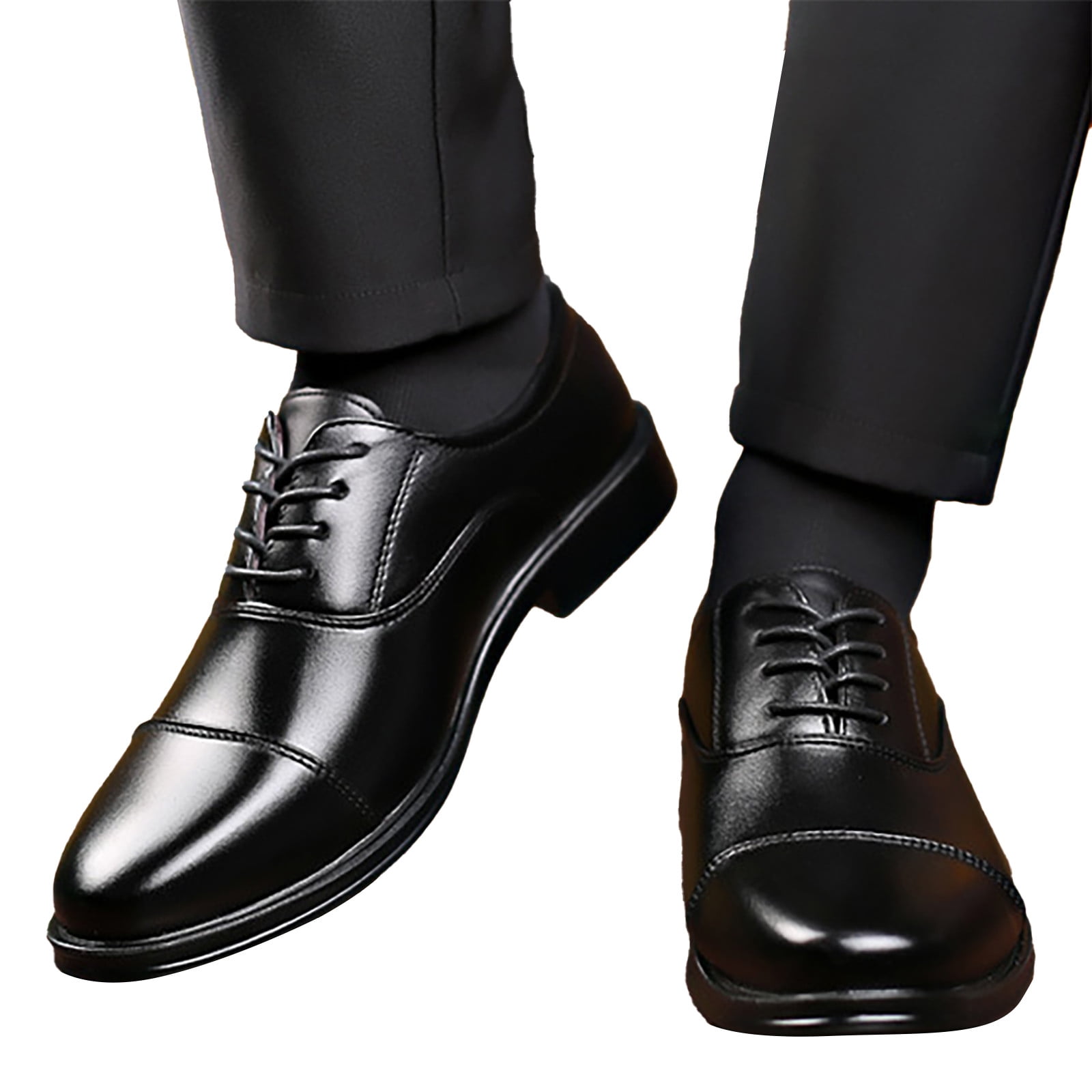 Mepaouo Mens Classic Formal Leather Oxford Lace up Wingtip Business ...