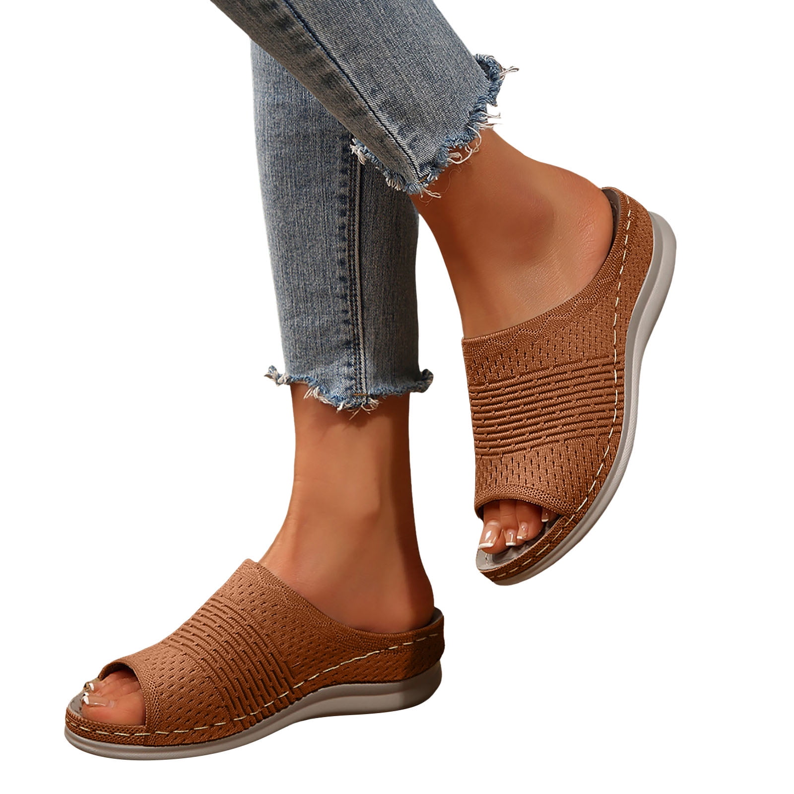 Mepaouo Mesh Wedge Sandals for Women Comfortable Summer Dress Slides ...