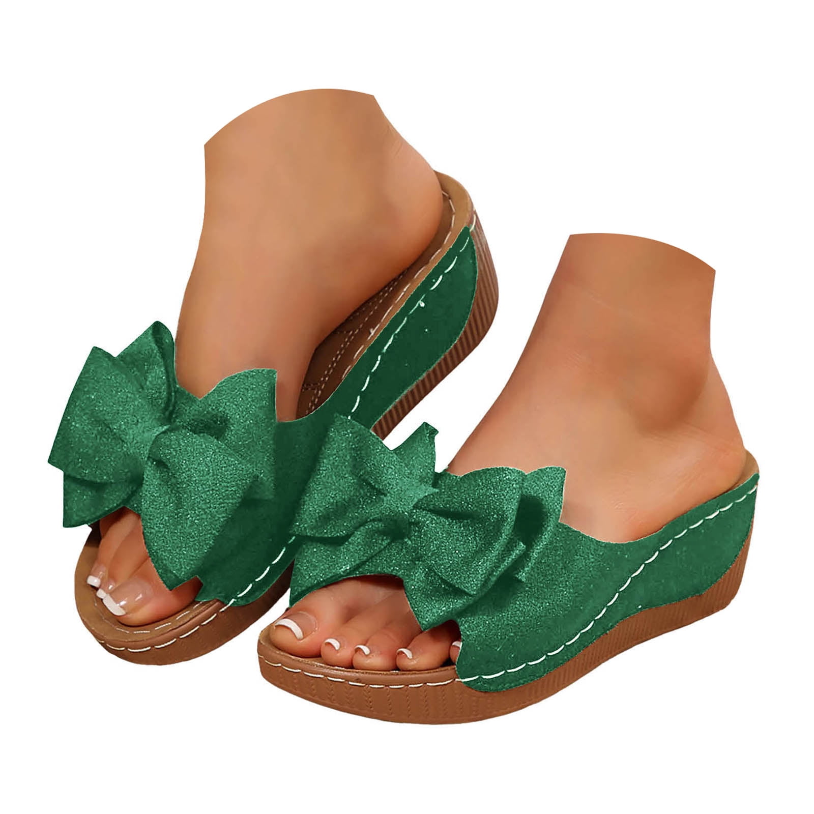 Mepaouo Orthopedic Sandals for Women 2025 Bow Arch Support Wedge Slides ...