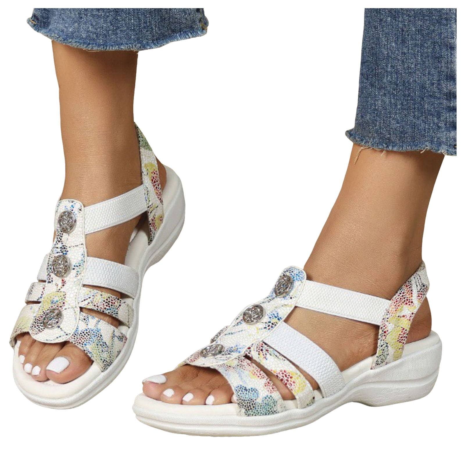 Mepaouo Orthopedic Sandals for Women Comfortable Beach Flat Summer ...