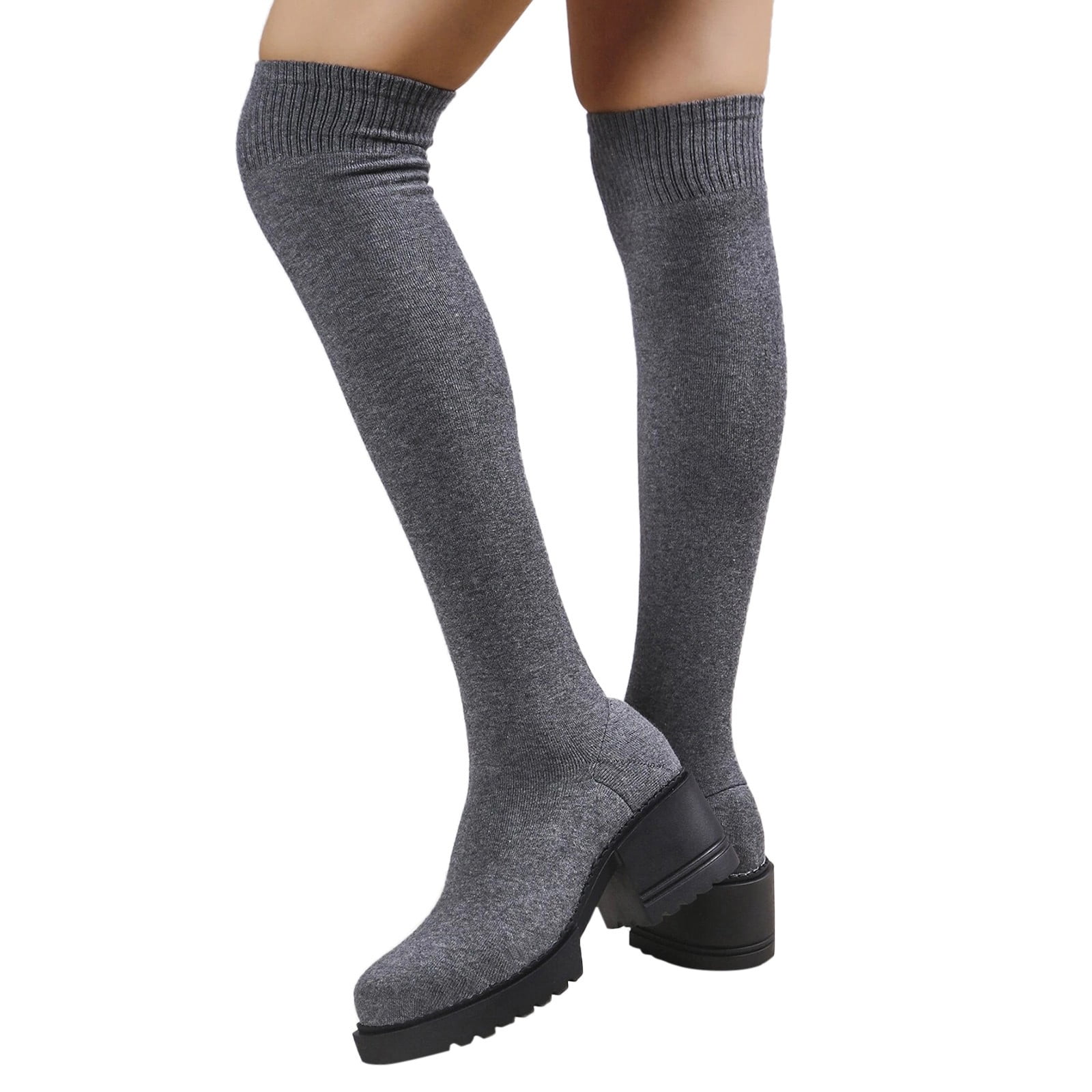 Mepaouo Over the Knee High Boots for Women Platform Stretch Sexy Ladies ...