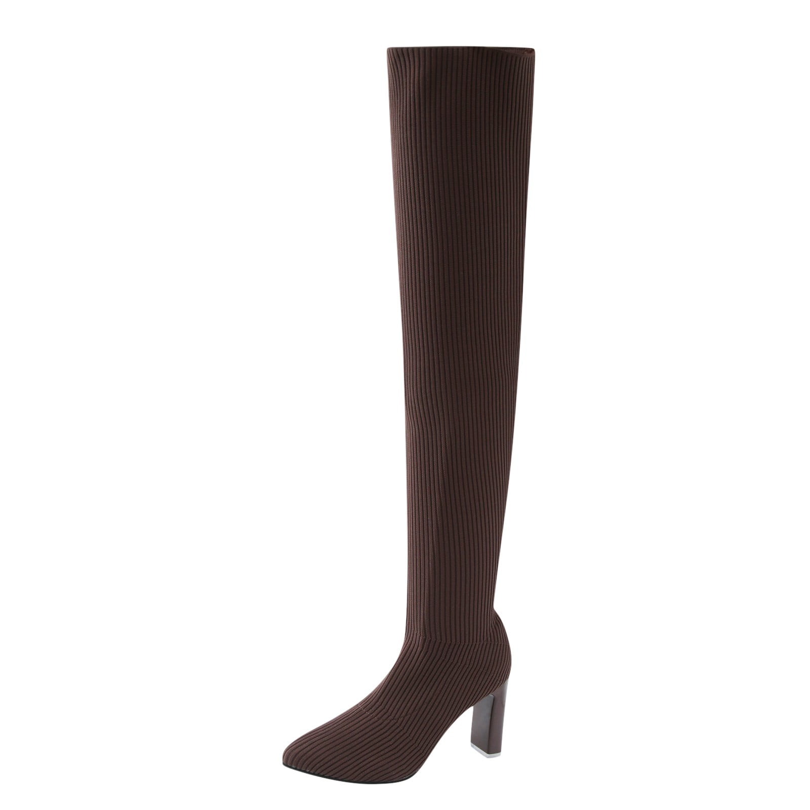 Mepaouo Over the Knee High Boots for Women Sexy Knit Low Chunky Heel ...